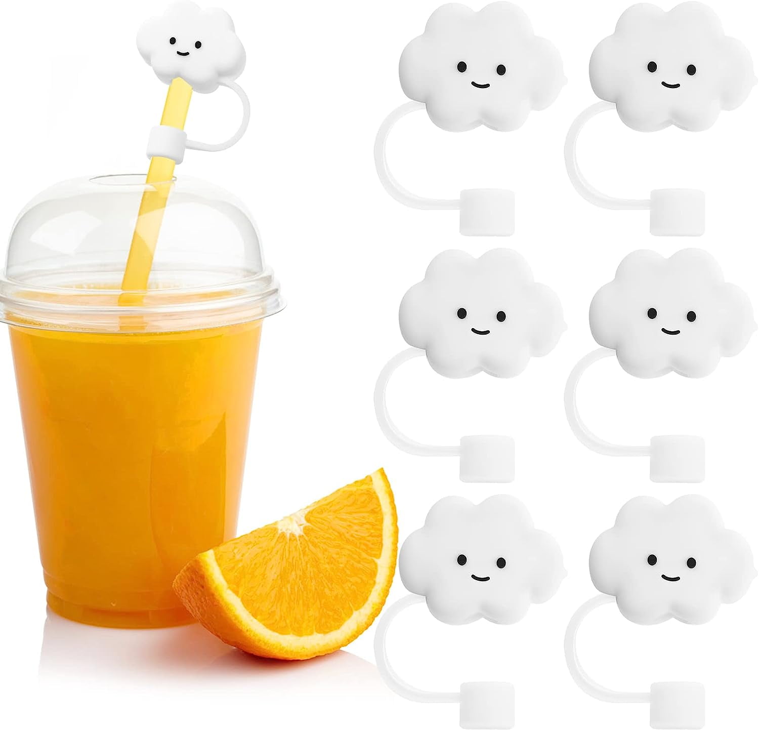 6 Pack Cloud Shape Straw Covers Cap, Cute Silicone Cloud Straw Covers ...