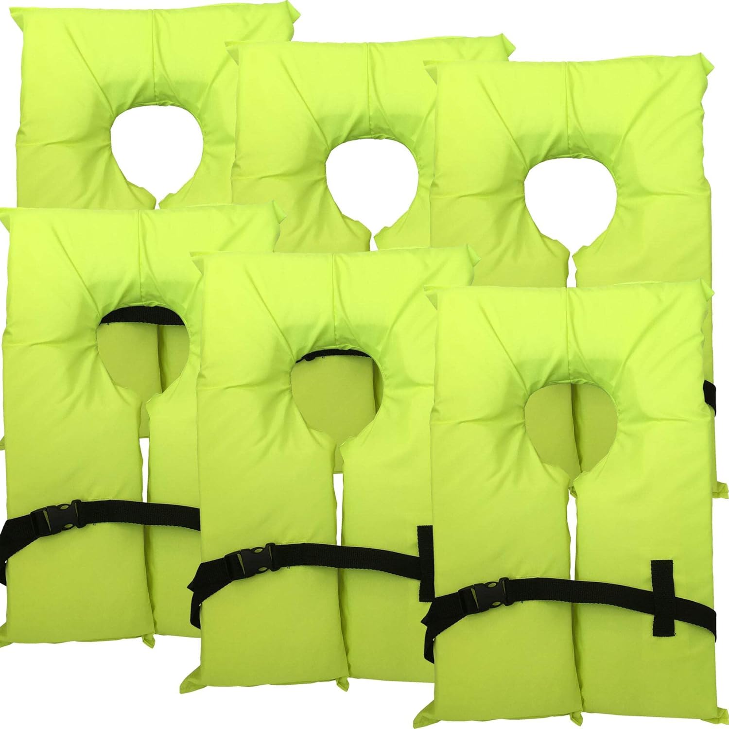 6 Pack Coast Guard Approved Life Jackets. High Visibility Color Type II ...