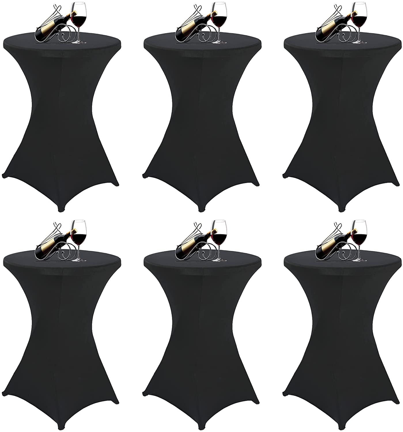 6 Pack Stretchable Cocktail Tablecloth Coverings, Black Spandex Elastic ...
