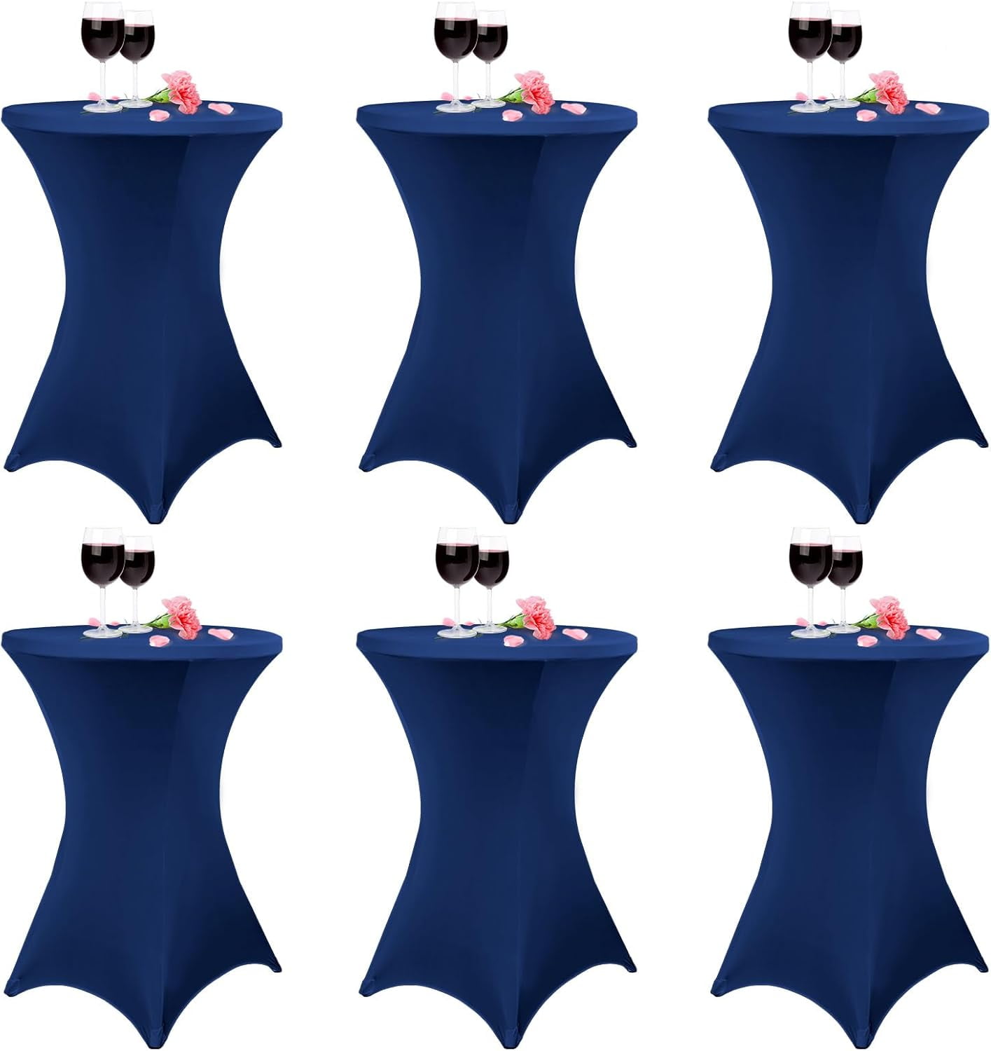 6 Pack Cocktail Spandex Stretch Square Corners Tablecloth 32"x43" Navy ...