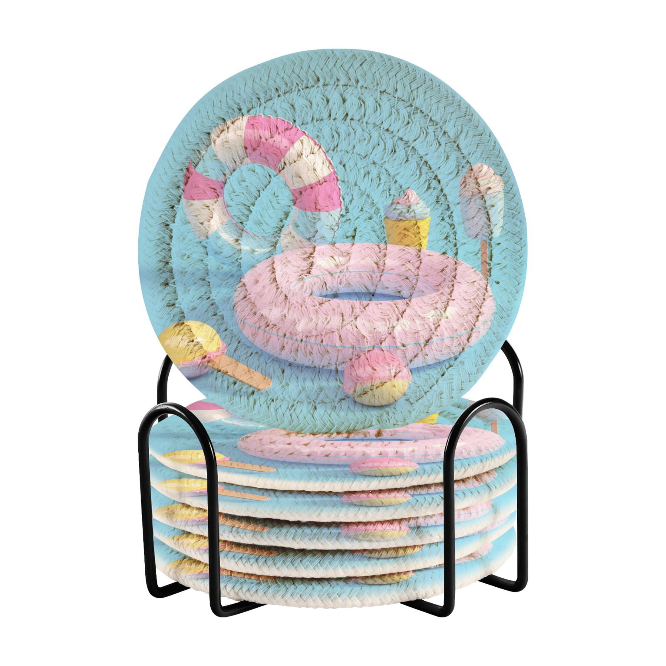 6-Pack Coiled Coasters Set with Storage Rack Heat-Resistant for Home ...