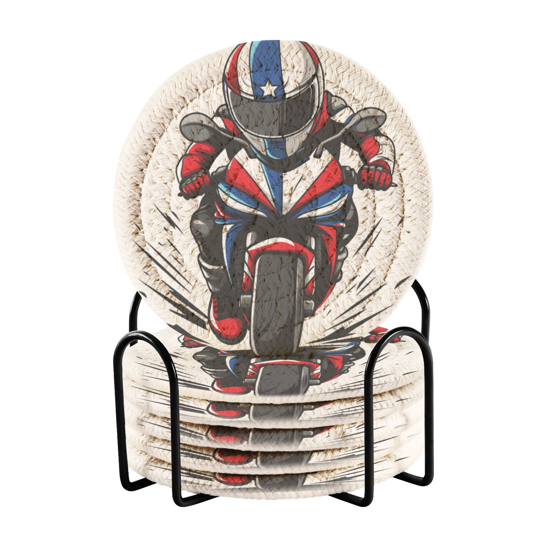 6-Pack Coiled Coasters Set with Storage Rack Heat-Resistant for Home ...