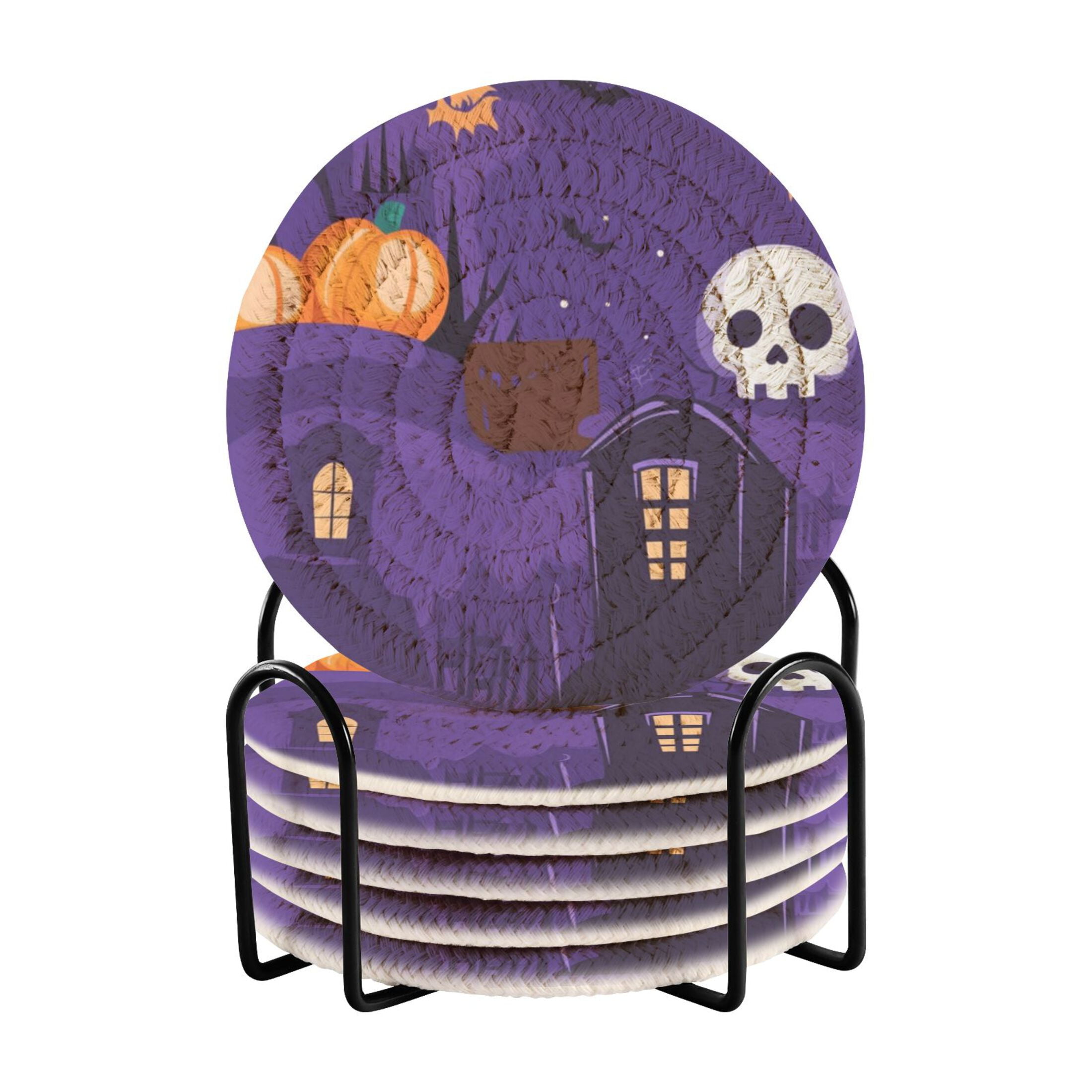 6-Pack Coiled Coasters Set with Storage Rack Heat-Resistant for Home ...