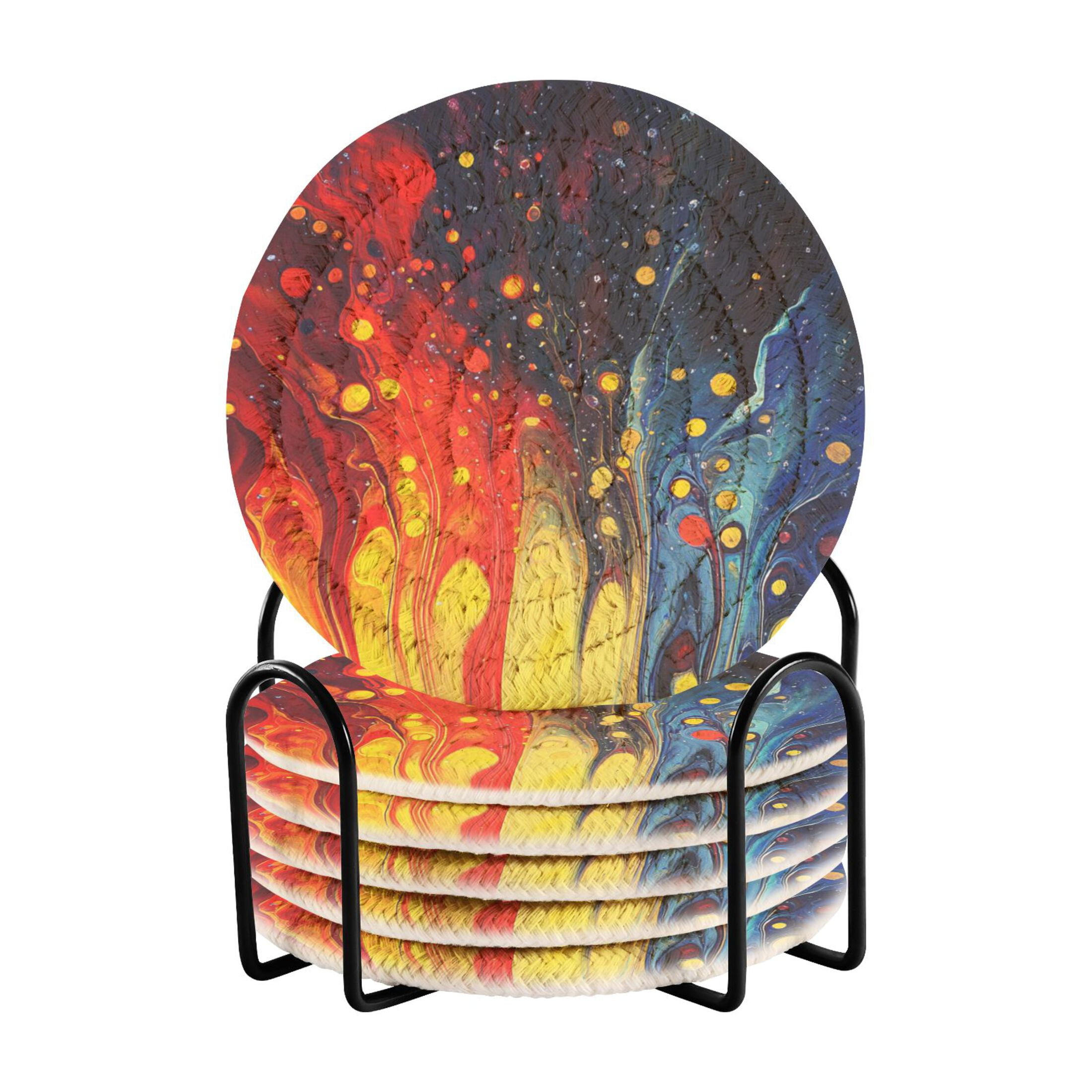 6-Pack Coiled Coasters Set with Storage Rack Heat-Resistant for Home ...