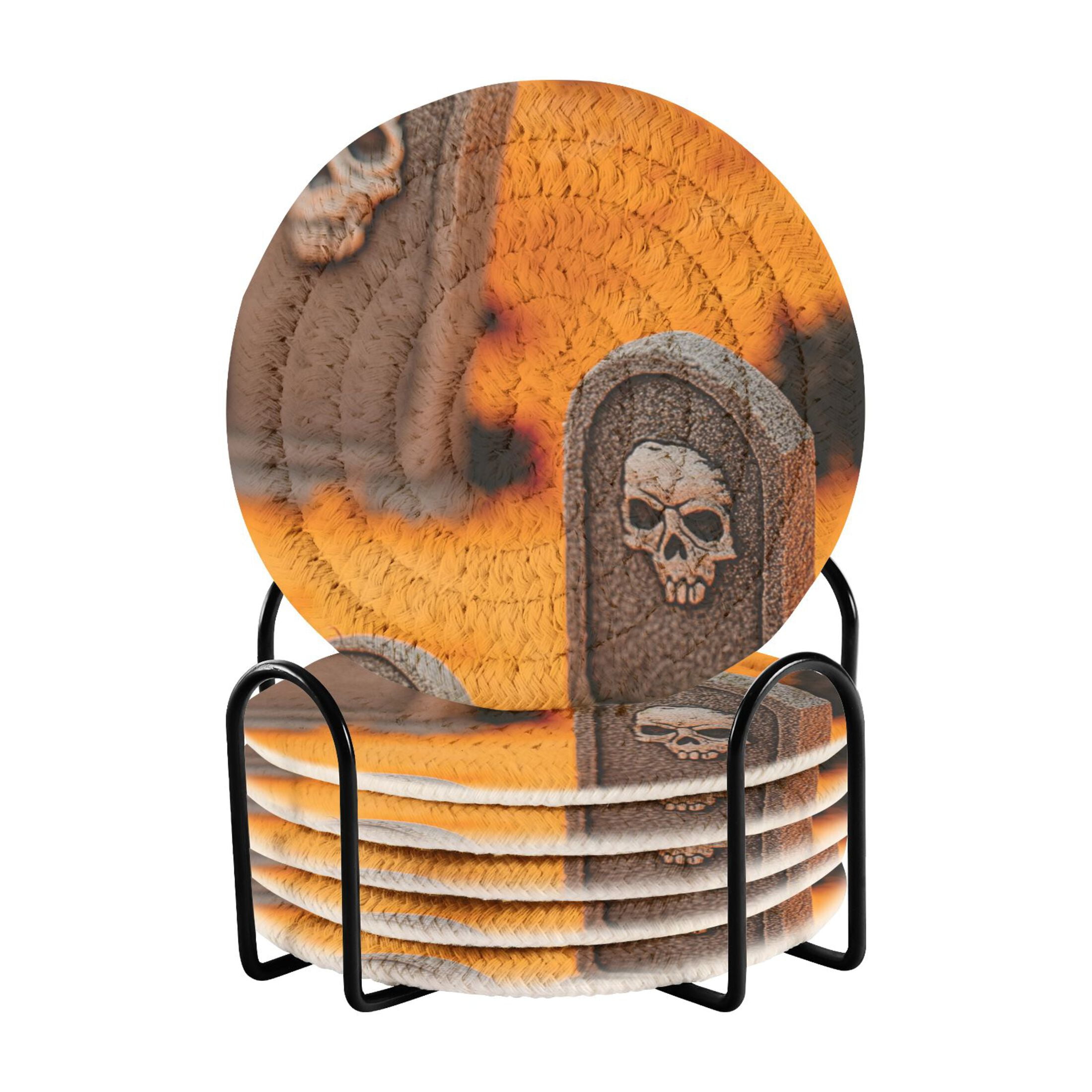 6-Pack Coiled Coasters Set with Storage Rack Heat-Resistant for Home ...