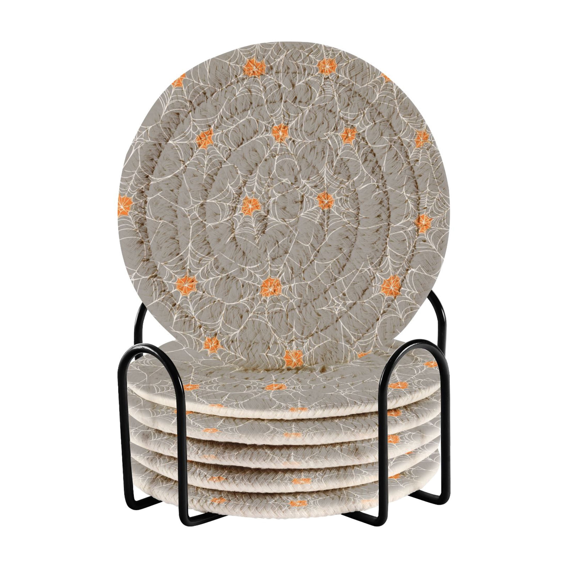6-Pack Coiled Coasters Set with Storage Rack Heat-Resistant for Home ...