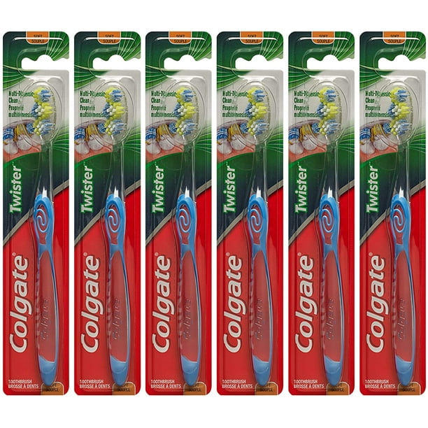 (6 Pack) Colgate Twister Soft Toothbrush with Tongue Cleaner - Walmart ...