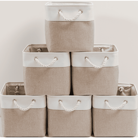6 Pack Collapsible Fabric Storage Bins, Foldable Cube Organizer with ...