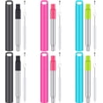 6 Pack Collapsible Stainless Steel Straws with Case - Reusable Metal ...