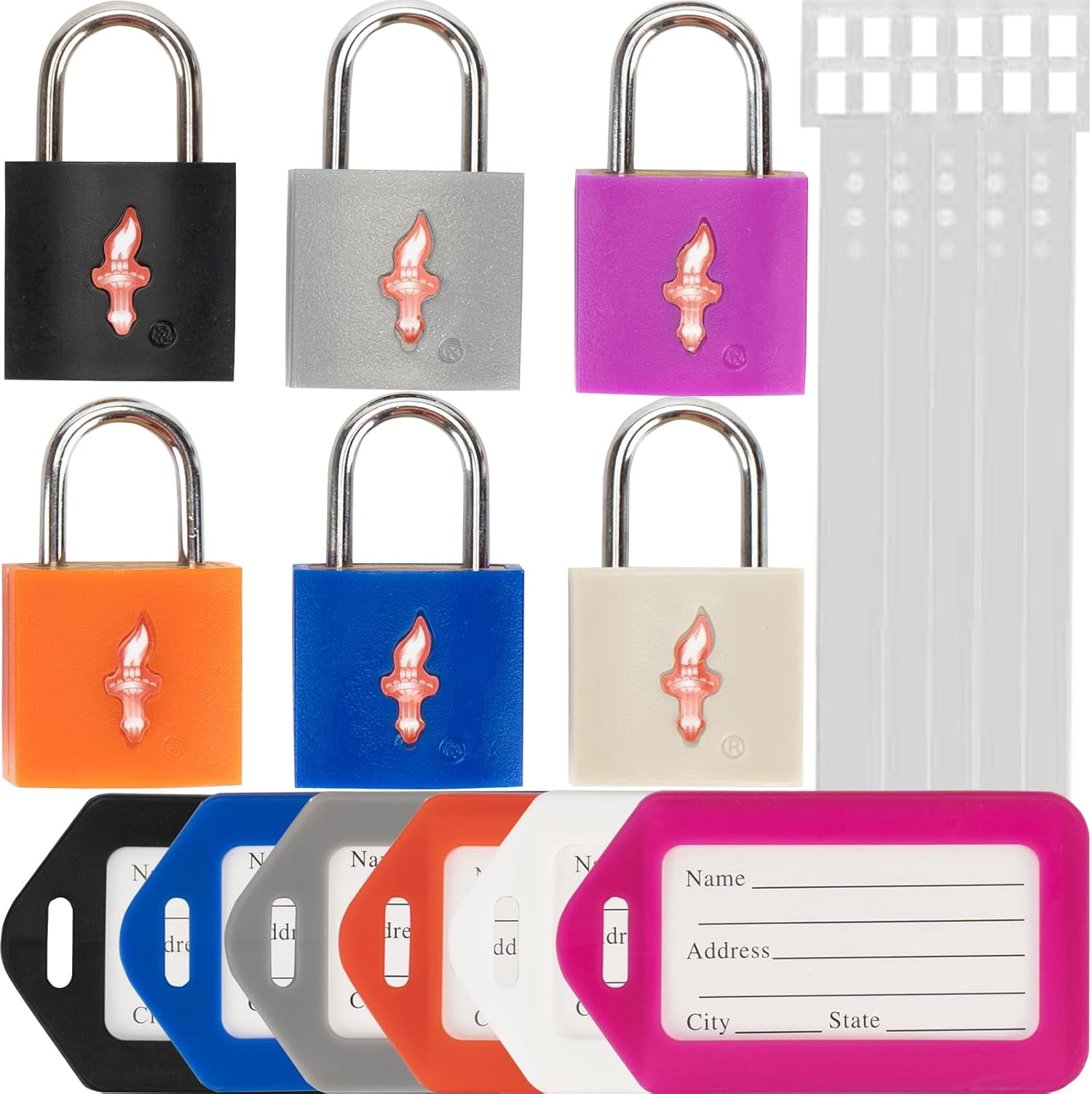 6 Pack Color Mixed TSA Luggage Locks with Key and Travel Tag - TSA ...