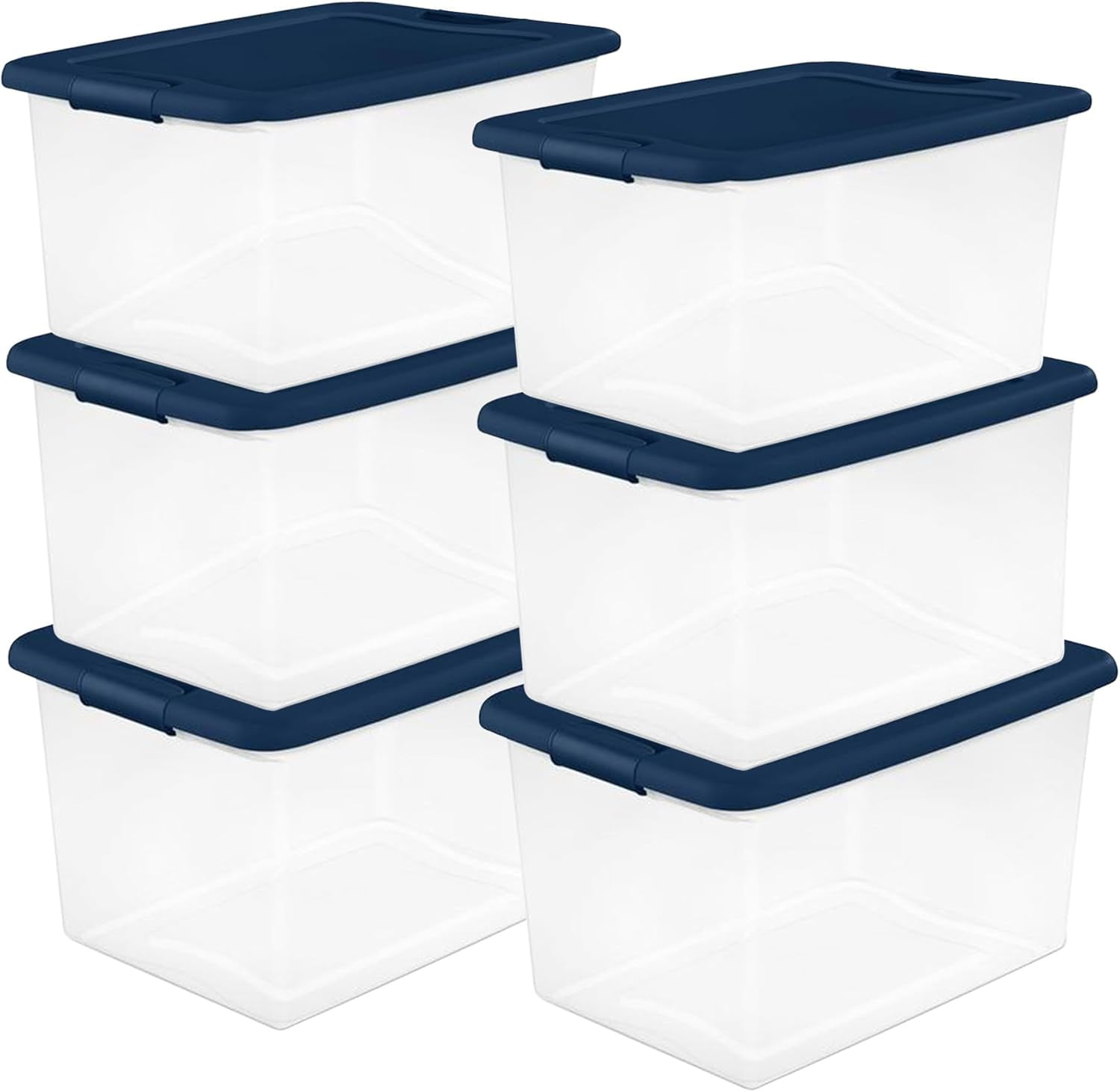 6-Pack Color Program, Large Clear Plastic Storage Bins with Lids, 64 ...