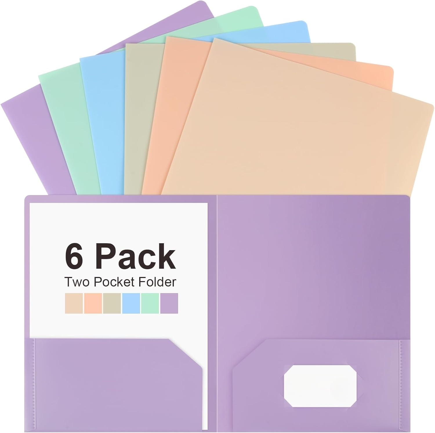 6 Pack Colored Folders with Pockets and Removable Labels Sticker ...