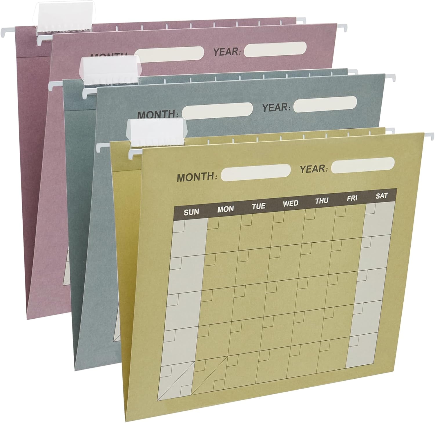 6 Pack Colored Hanging File Folders Calendar Design Letter Size Cute ...