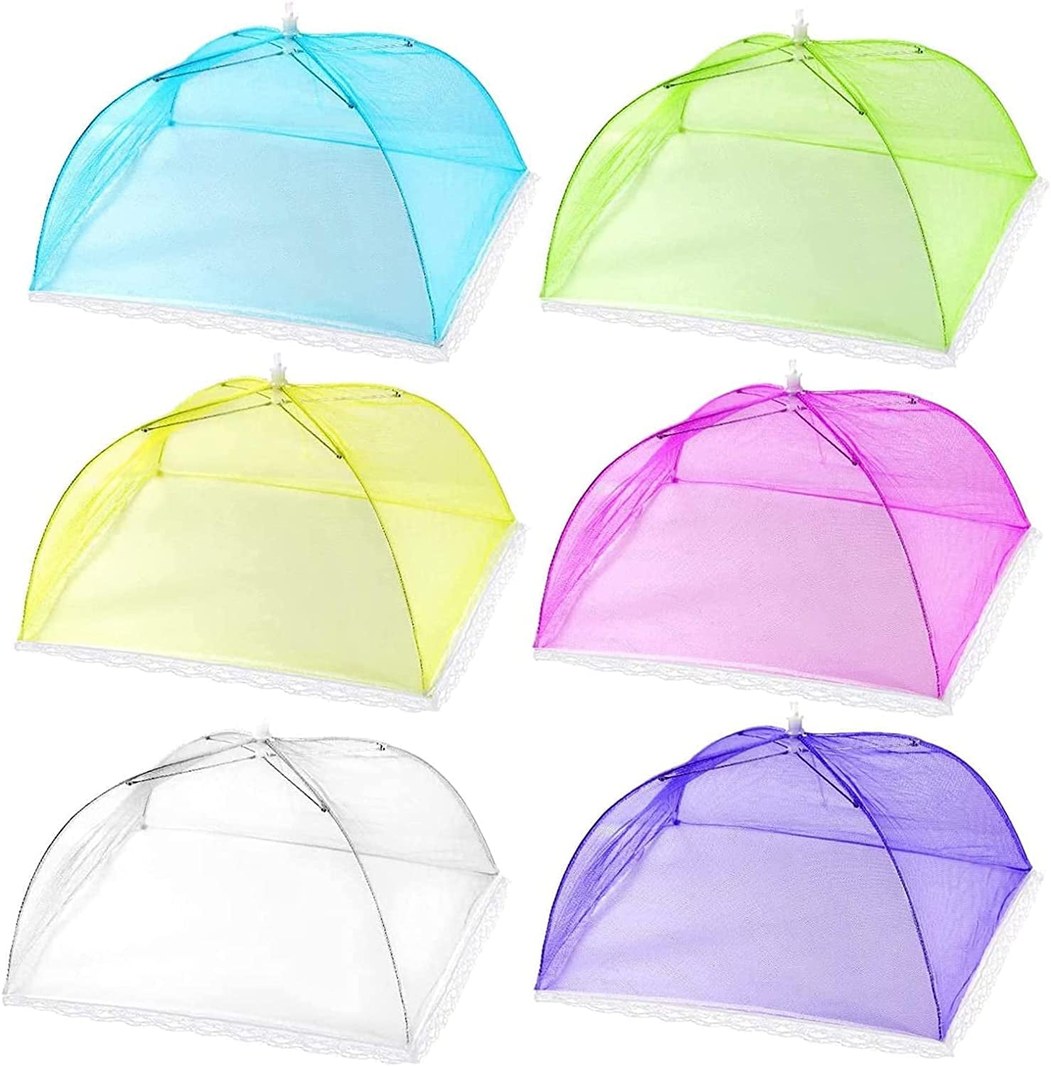 6 Pack Colored Mesh Food Covers for Outside, Large and Tall Pop-Up ...