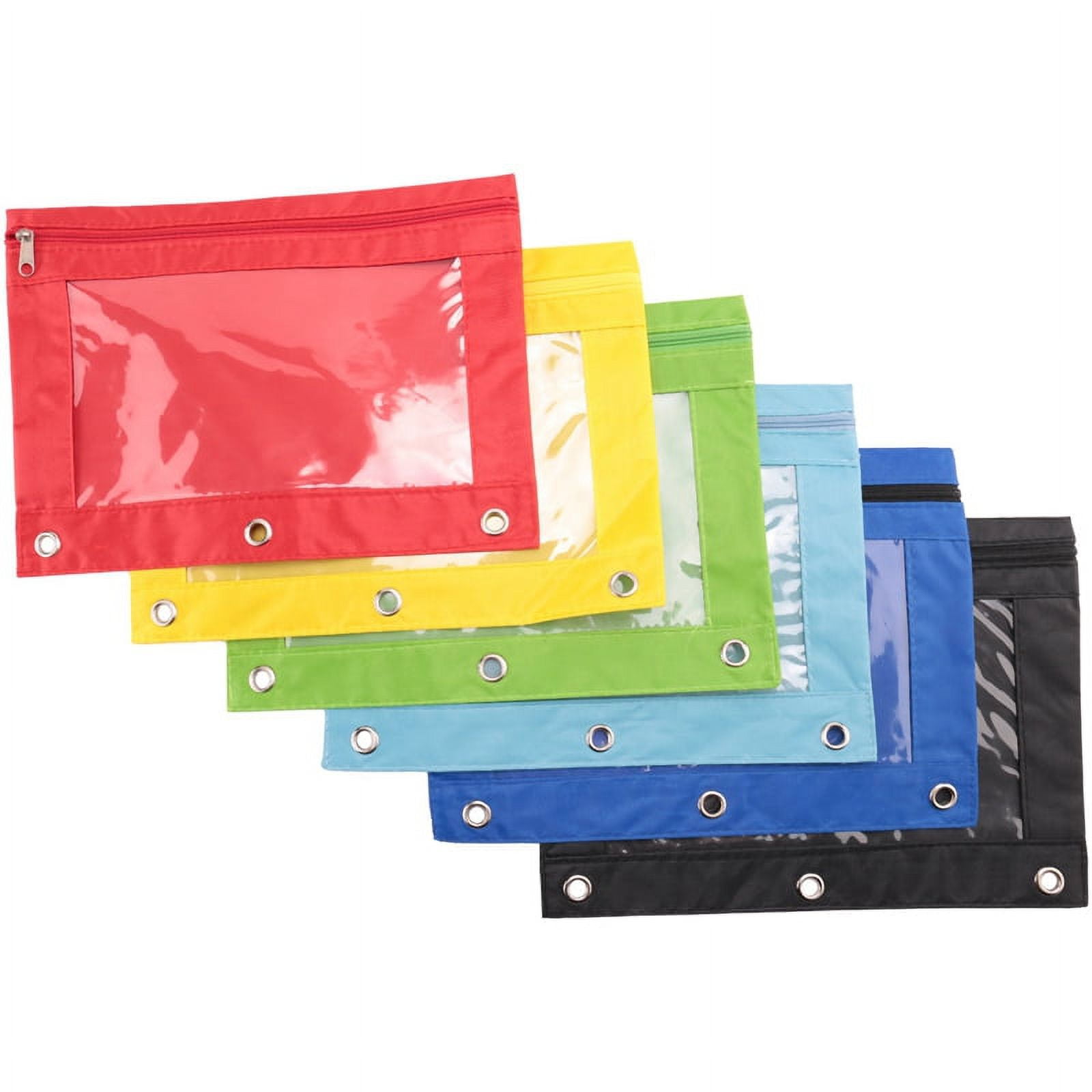 6 Pack Colorful 3 Ring Zipper Pencil Pouch Fabric Pencil Case Sturdy AU ...