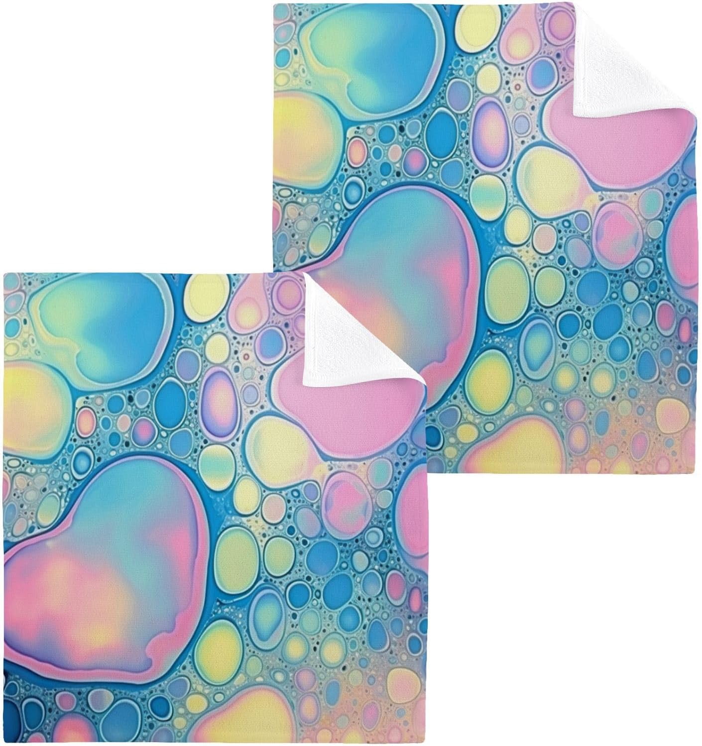 6 Pack Colorful Bubbles Pure Cotton Washcloths 12 x 12 Inch Reusable ...