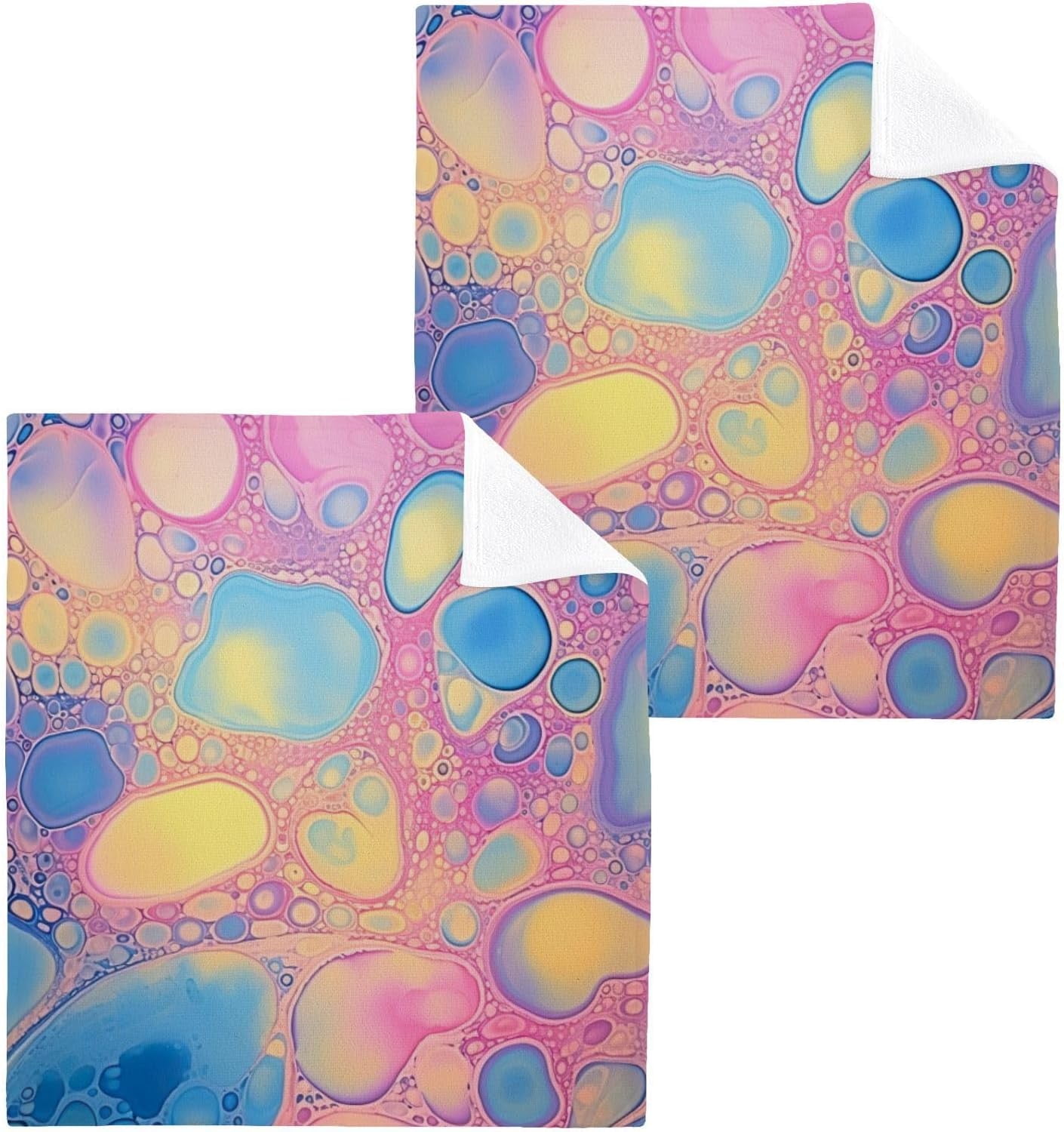 6 Pack Colorful Bubbles Pure Cotton Washcloths 12 x 12 Inch Reusable ...