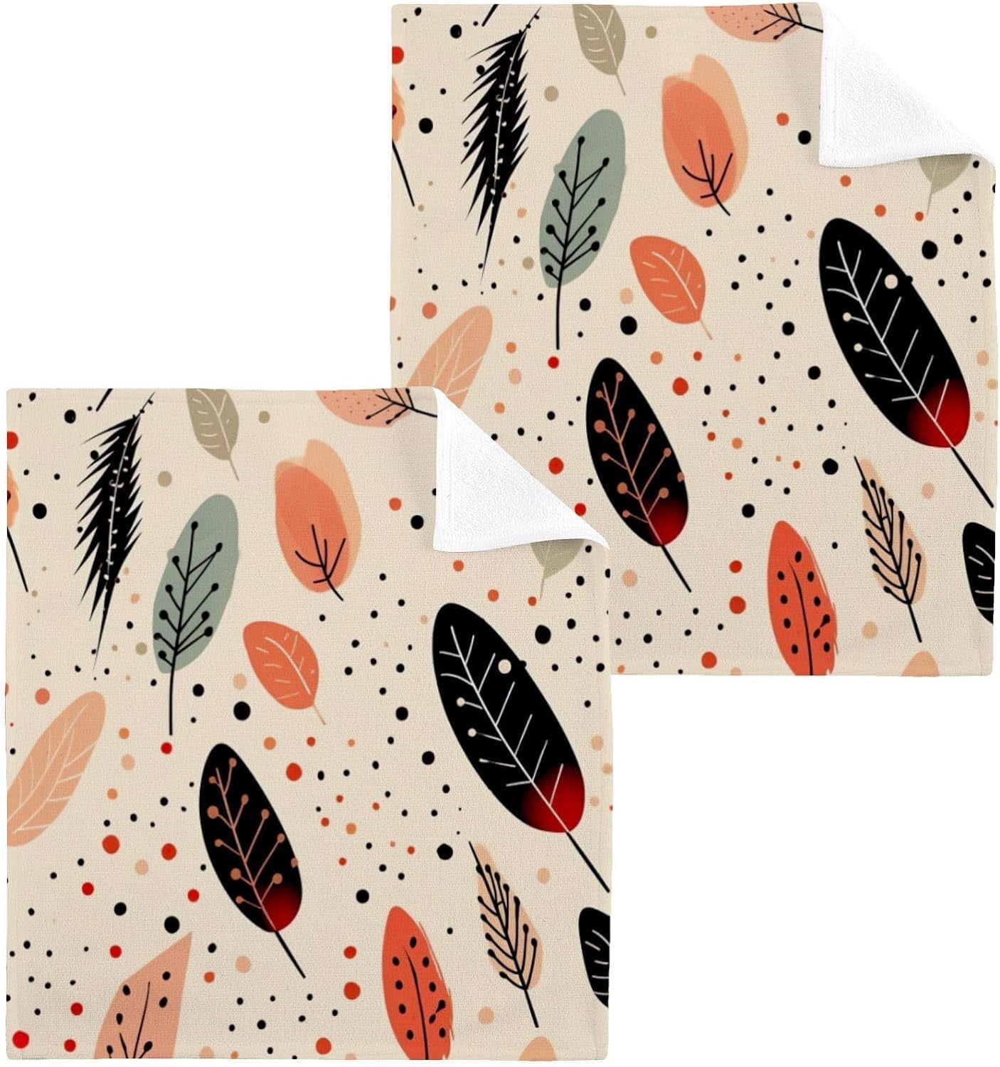 6 Pack Colorful Feathers Pure Cotton Washcloths 12 x 12 Inch Reusable ...
