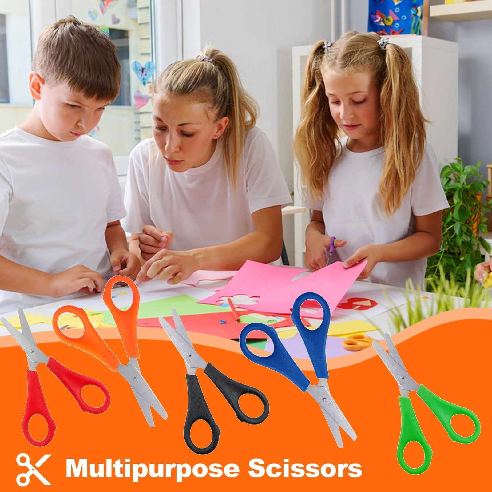 6-Pack Colorful KlDs Safety Scissors Set with PVC Storage Bag - Round ...