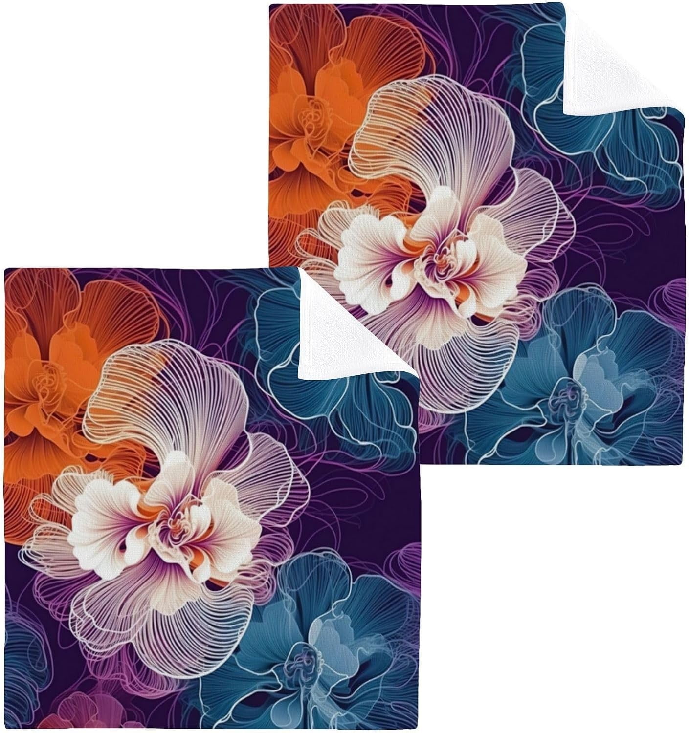 6 Pack Colorful Peonies Pure Cotton Washcloths 12 x 12 Inch Reusable ...