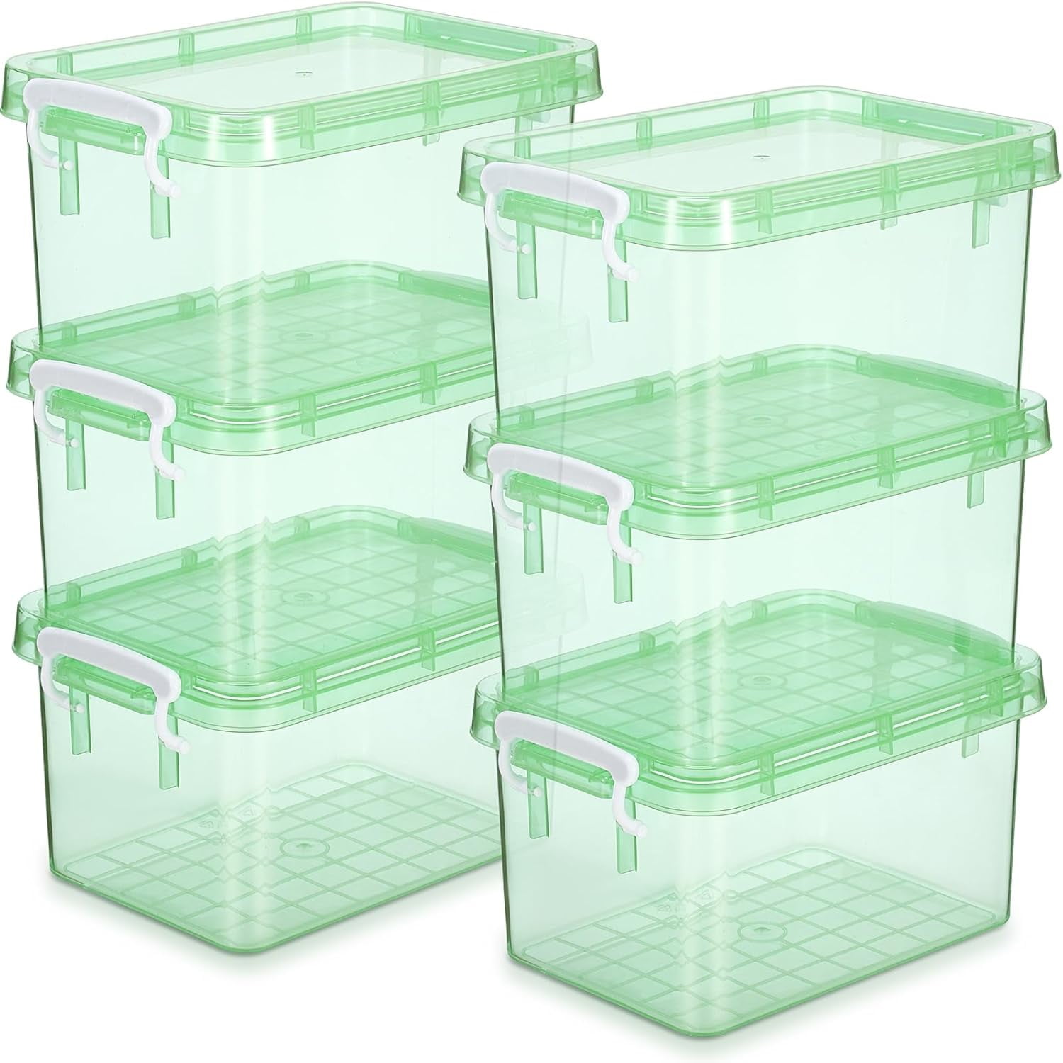 6 Pack Colorful Plastic Storage Bins with Lids 4 Quart Small Storage ...