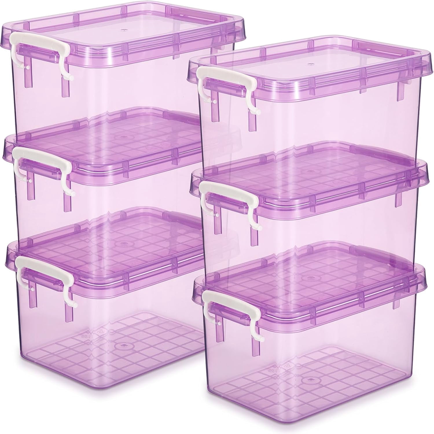 Wenqik 6 Pack Colorful Plastic Storage Bins with Lids 4 Quart Small ...