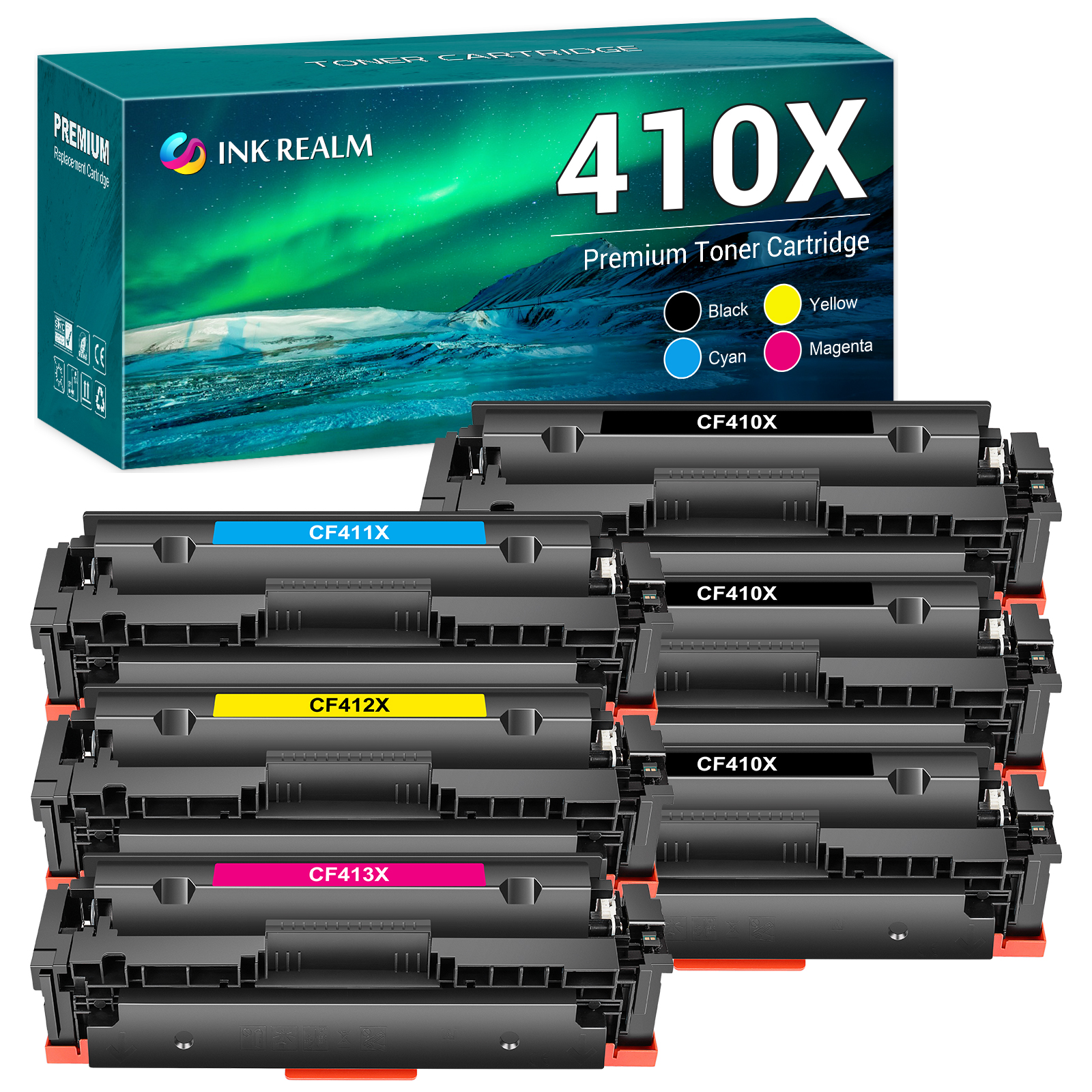 6-Pack Compatible for HP 410X Laserjet Toner Cartridges for HP 410X ...