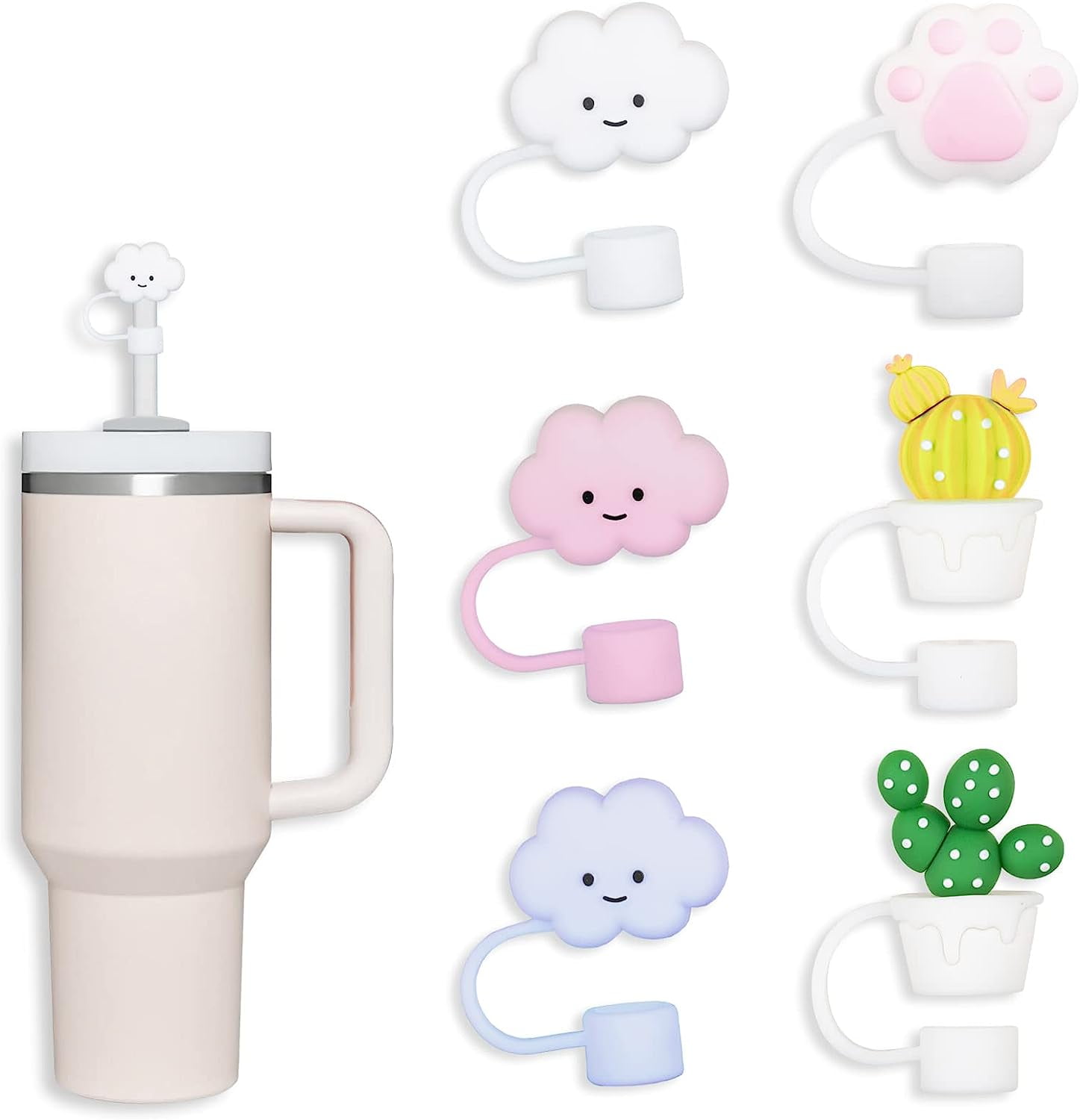 6 Pack Compatible with Stanley 30 & 40 Oz Tumbler, 10mm Straw Covers ...