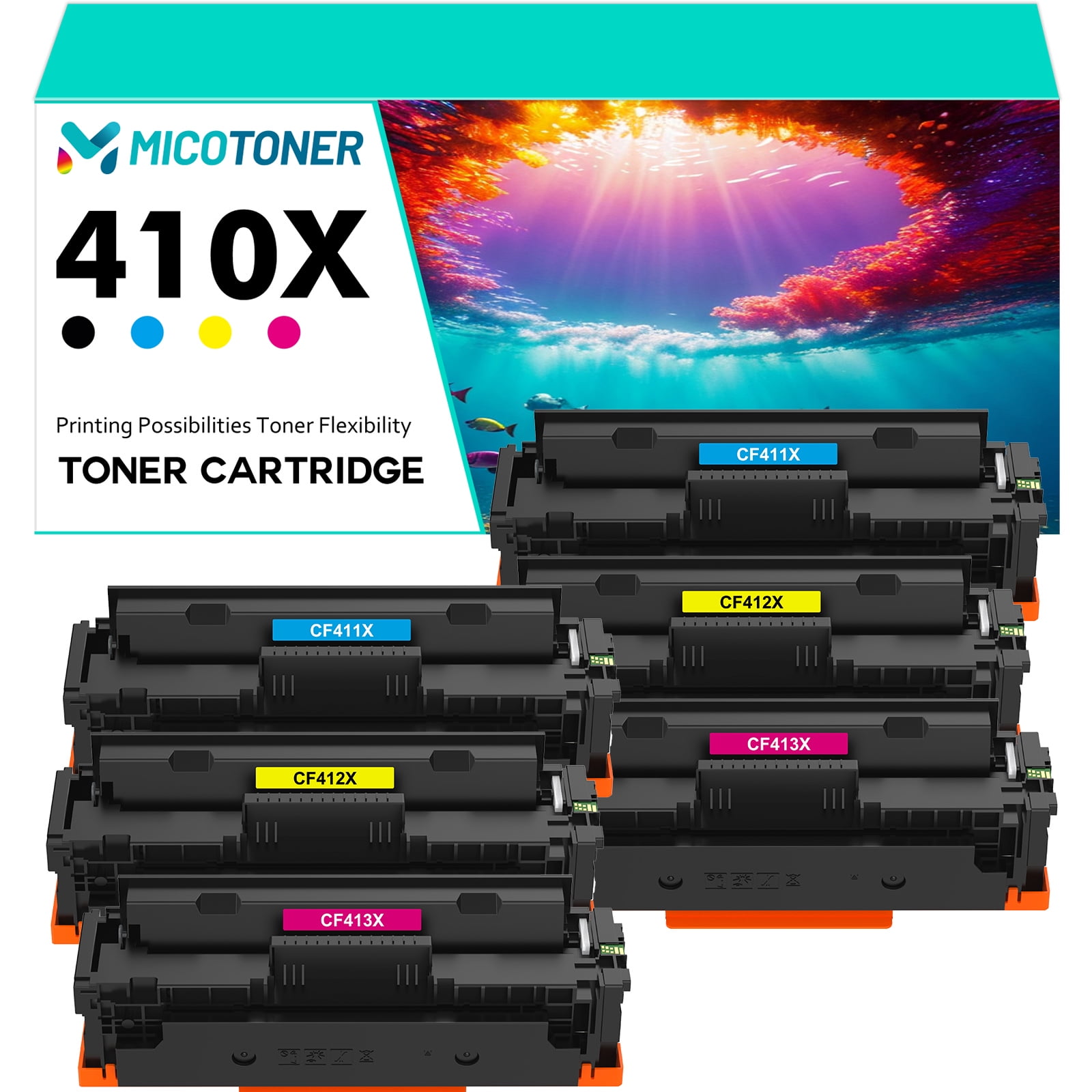 6-Pack Compatible Toner Cartridge for HP CF411X 410X Work with M452dw ...