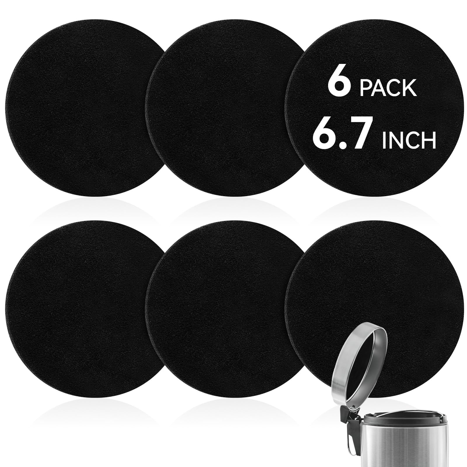 6 Pack Compost Bin Charcoal Filters, 6.7 Inch Round Activated Carbon ...