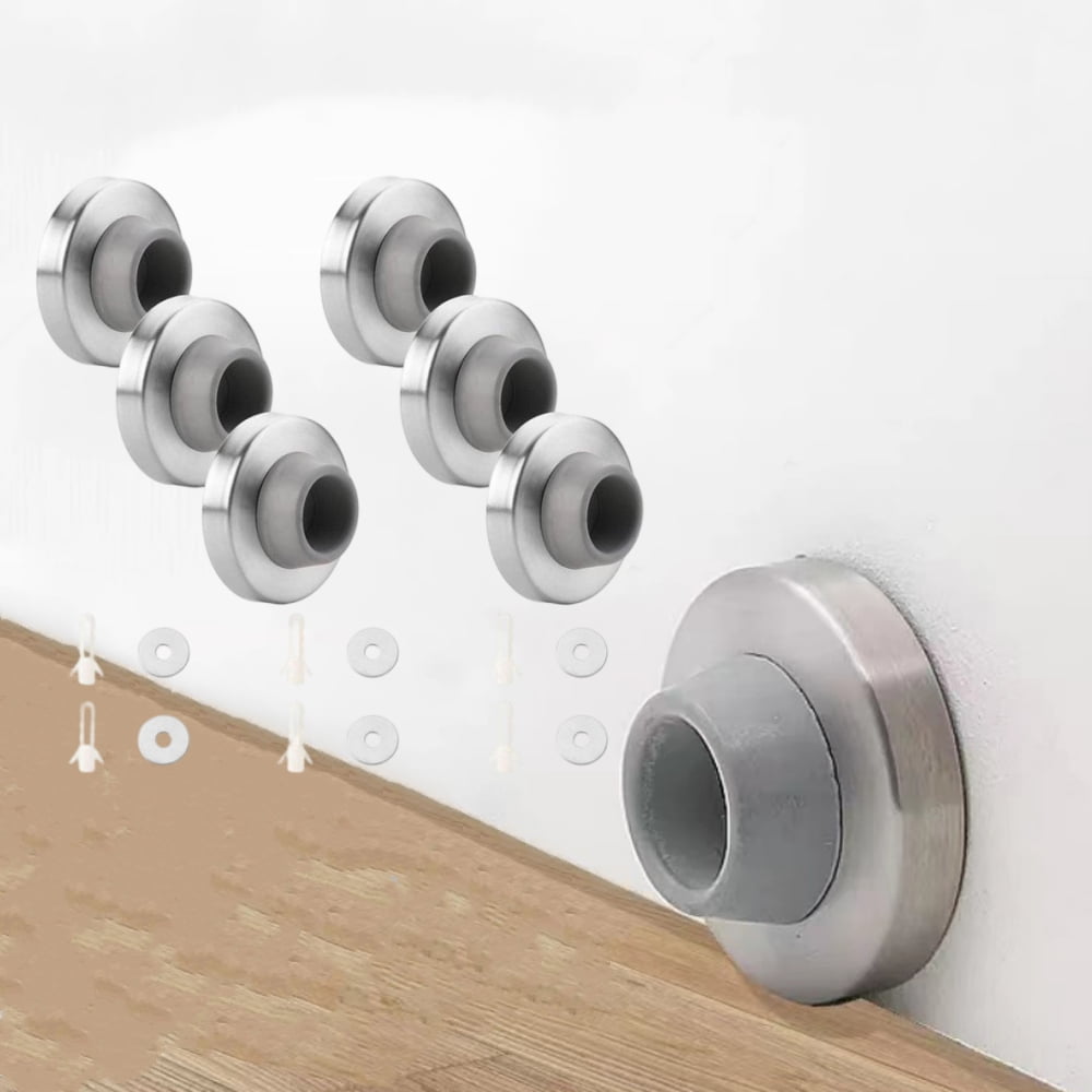 6-Pack Concave Wall Door Stoppers, Brushed Satin Nickel Door Knob ...