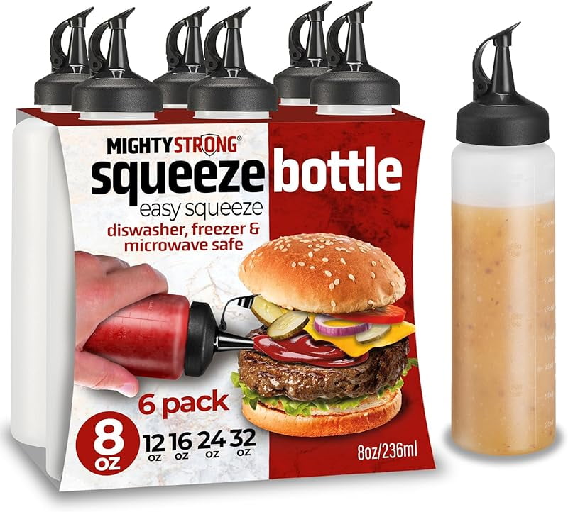 6 Pack Condiment Squeeze Bottles 16 Oz –Easy Pour Sauce Bottles With ...