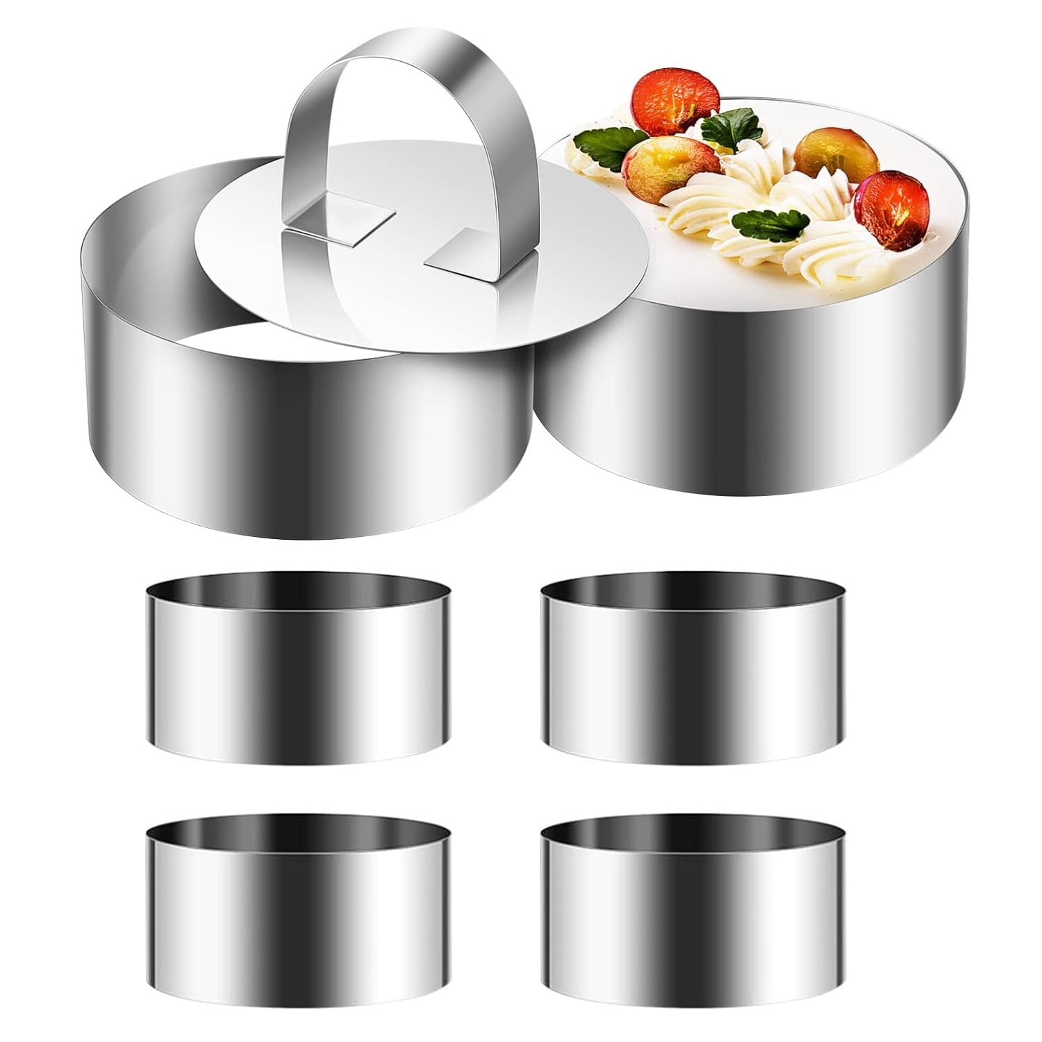 6 Pack Cookie Biscuit Cutters for Baking, Round Cake Ring Mold ...