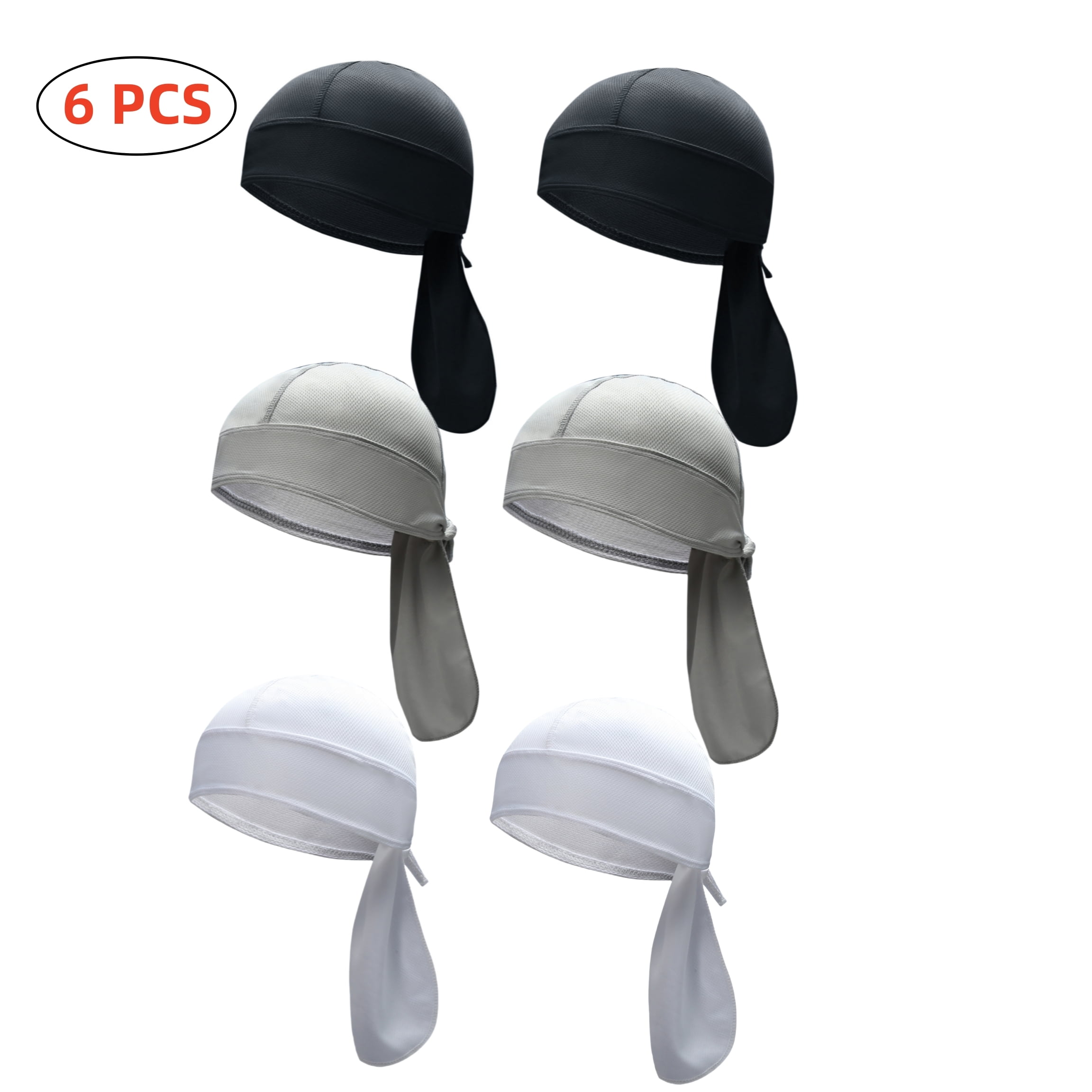 6 Pack Cooling Do Rags Skull Cap Helmet Liner, Sweat Head Wraps ...