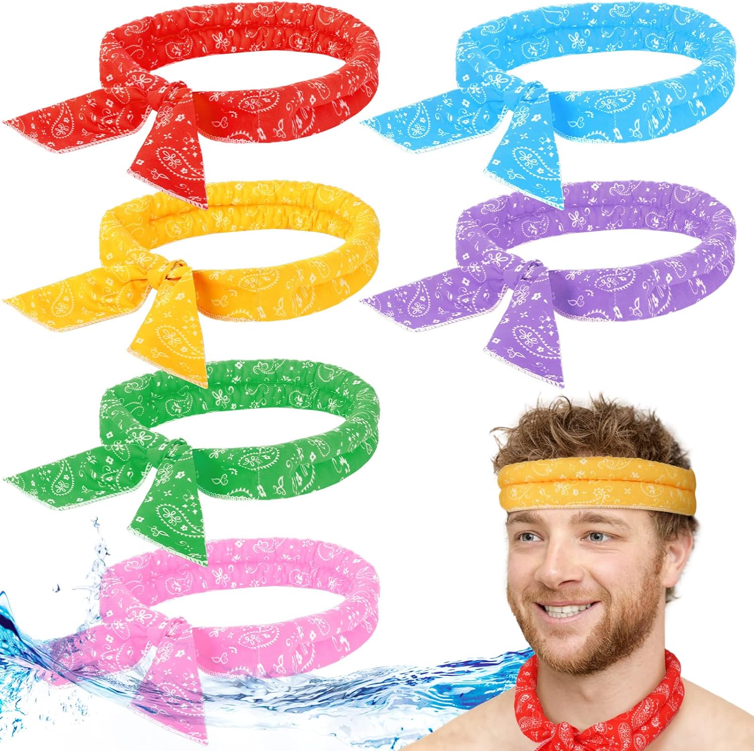 6 Pack Cooling Neck Wraps Cooler Ice Wrap Scarf Bandanas for Hot ...