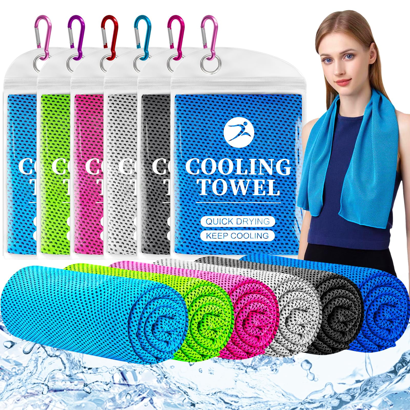 6 Pack Cooling Towels 47" x 12" Microfiber Towels for Neck and Face ...