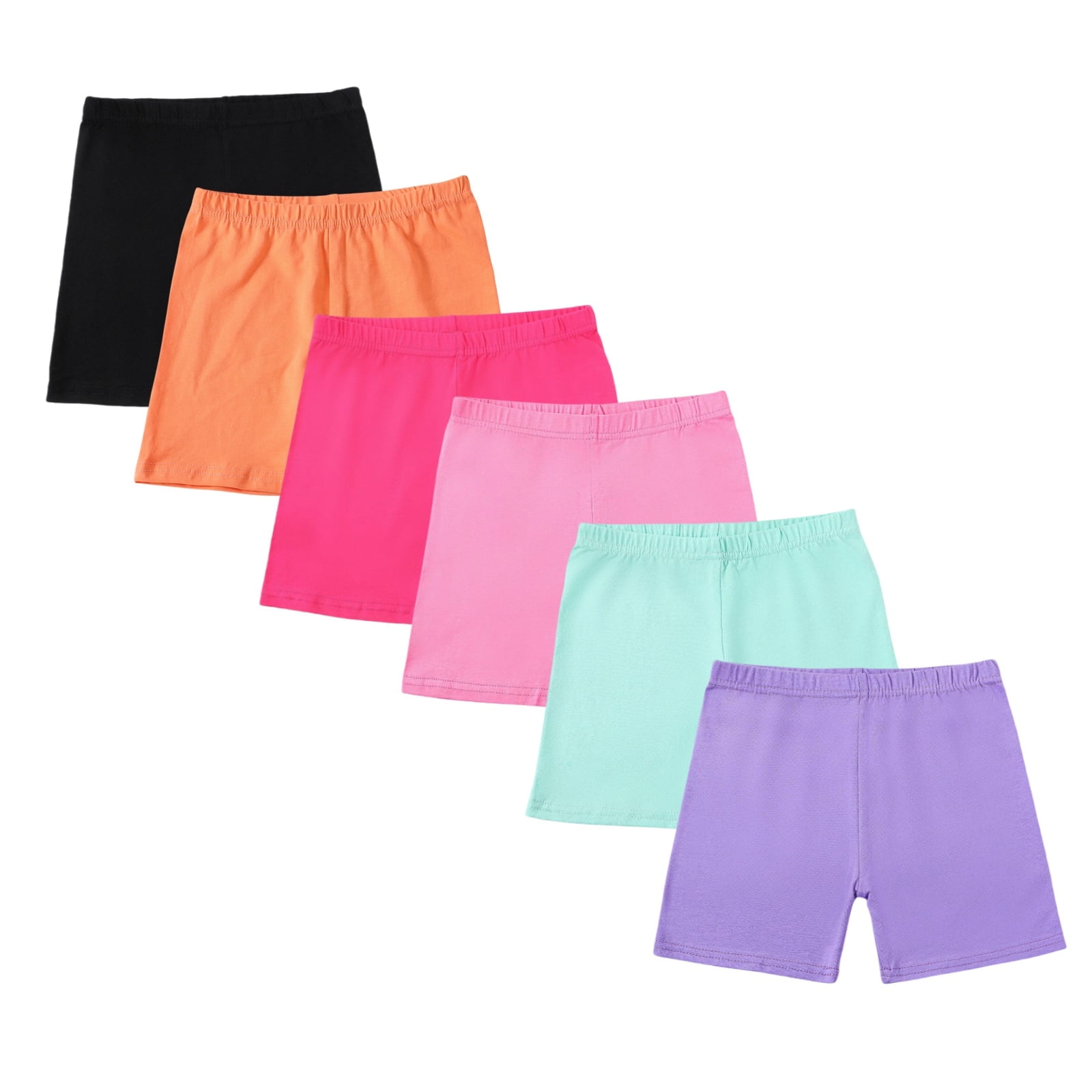 6 Pack Cotton Girls Bike Shorts Cartwheel Toddler Biker Under Dress Dance Multi-Color Shorts, 5 ...