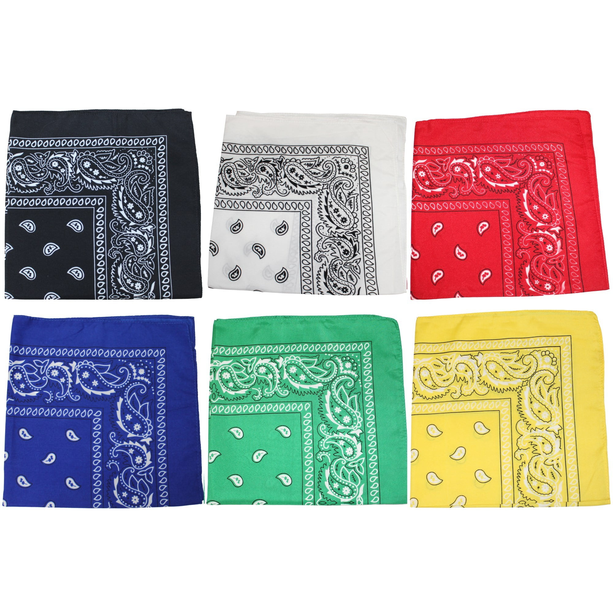 6 Pack Cotton Paisley Bandanas Multi-Purpose Accessories Everyday Use ...