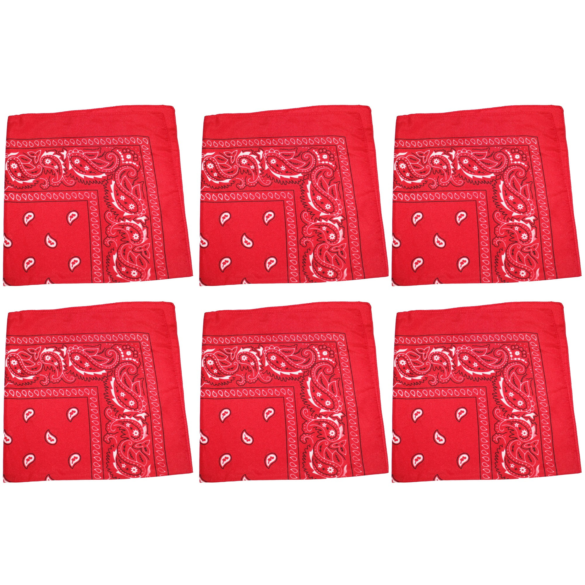 6 Pack Cotton Paisley Bandanas Multi-Purpose Accessories Everyday Use ...