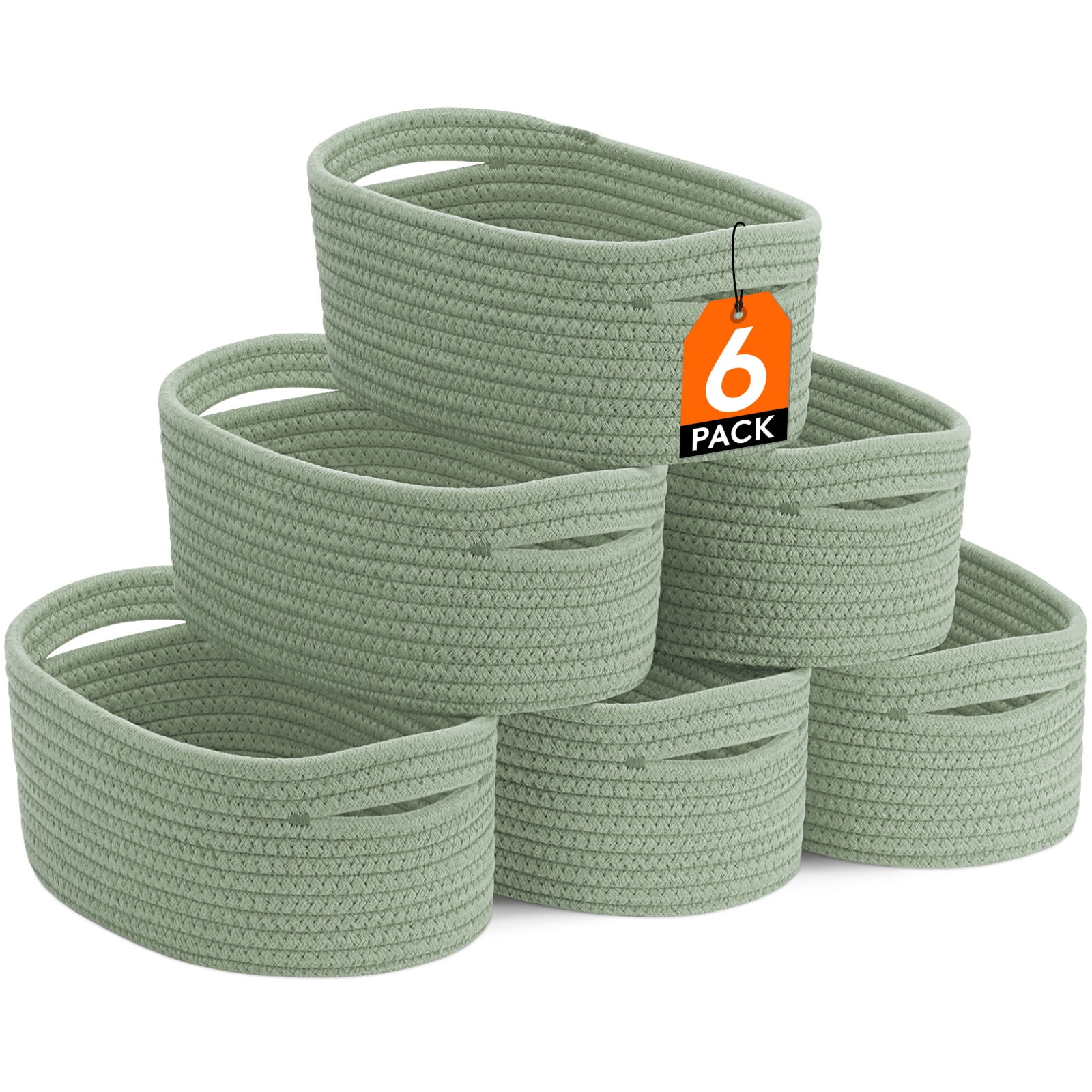 6-Pack Cotton Rope Woven Storage Baskets - Cute Cube Bins for Closet ...