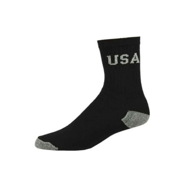 4 Pairs Mens USA Crew Socks Cushioned Black Sport Dress Hiking Camp 10 ...