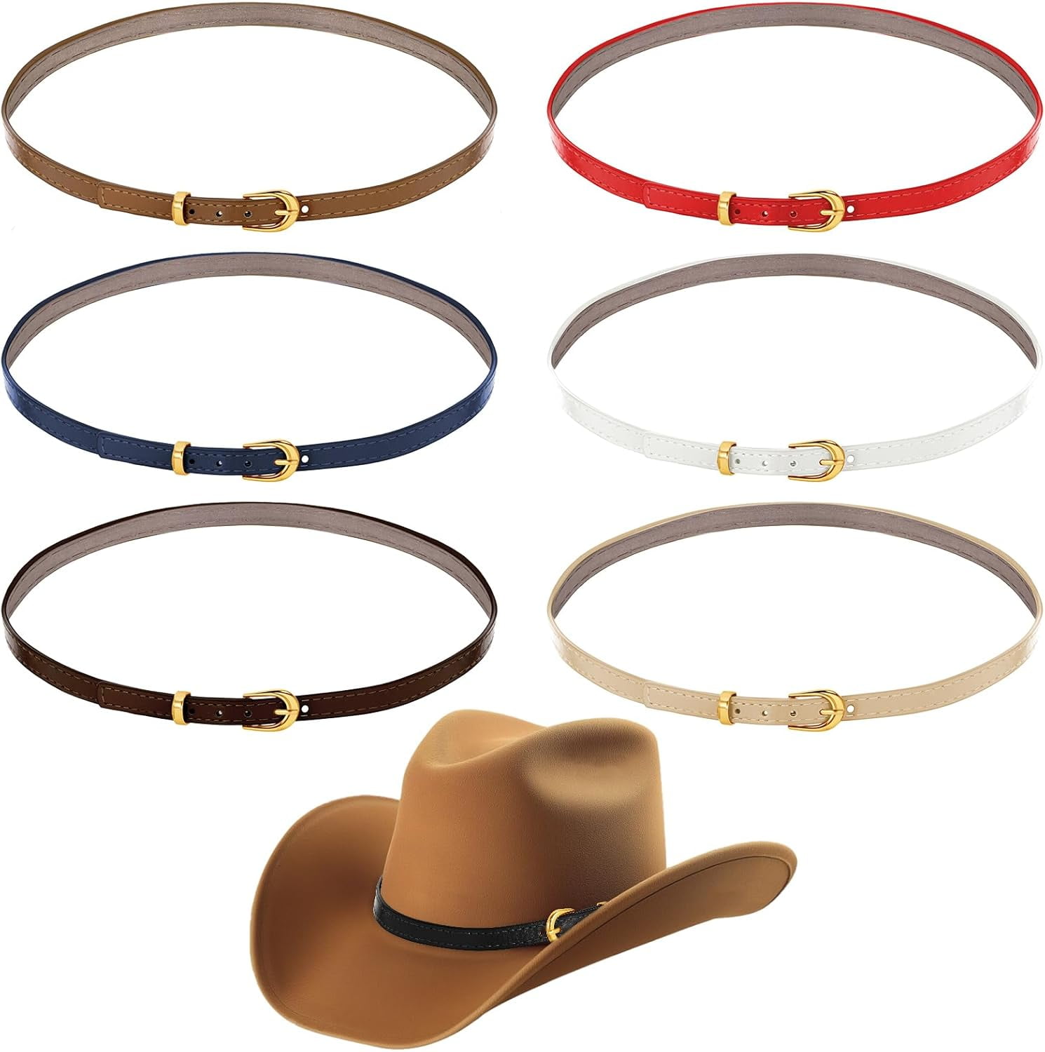 6 Pack Cowboy Hat Band | Adjustable Leather Western Style Hatbands ...