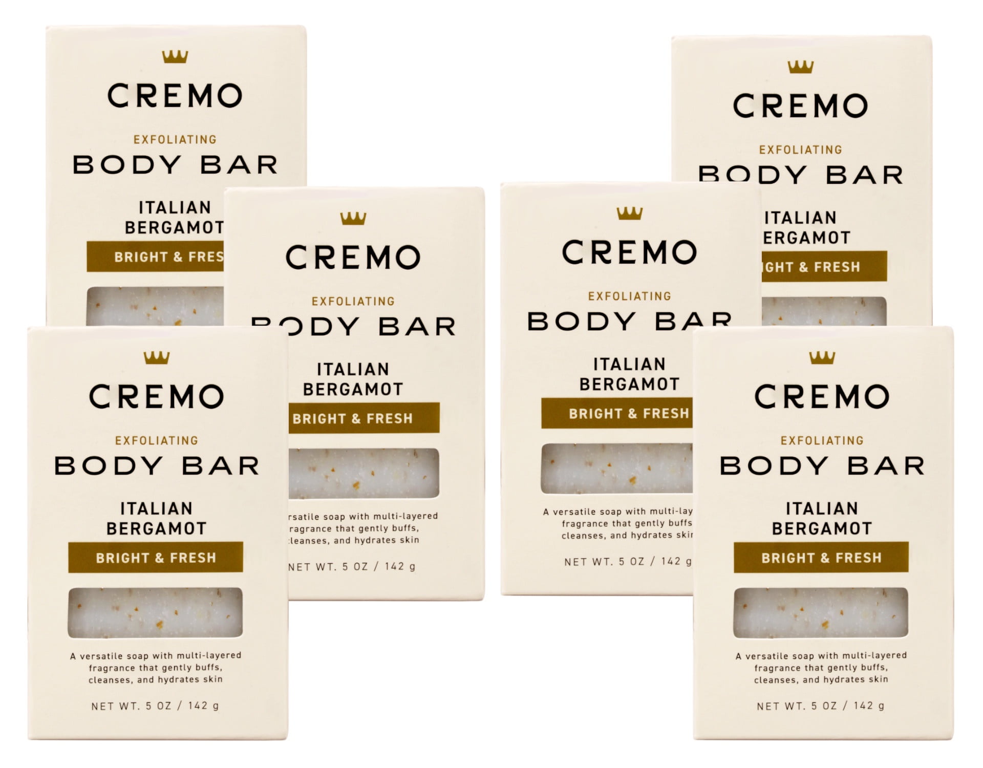 6 Pack - Cremo Exfoliating Body Bar for Men, Italian Bergamot Scent ...