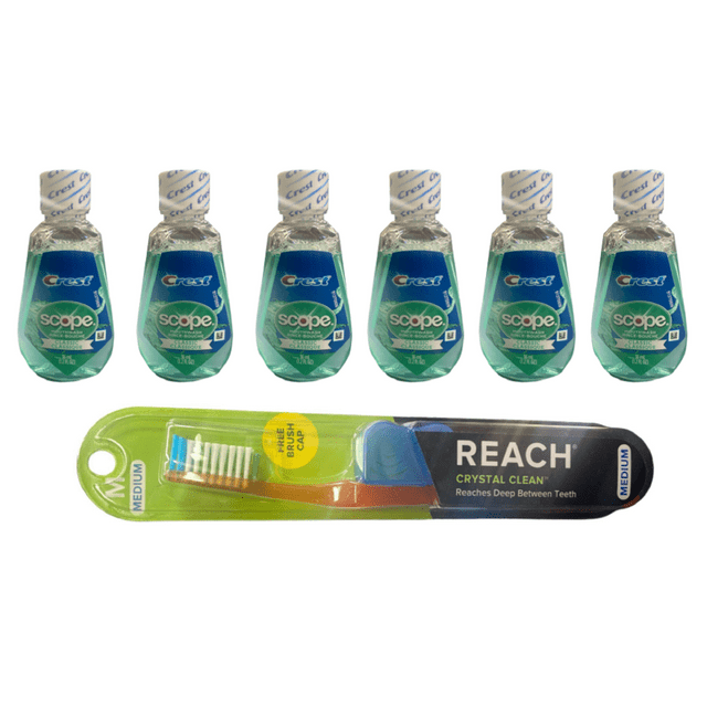 Crest Scope Mouthwash 6 Pack Travel Size 1.2oz, Reach Toothbrush ...