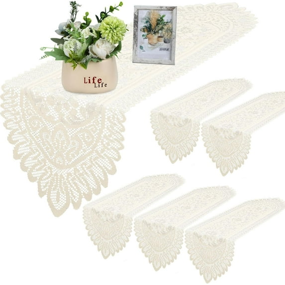 6 Pack Crochet Lace Table Runner Lace Doilies for Furniture Tables ...