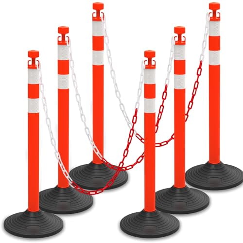 6 Pack Crowd Control Stanchions, Plastic Stanchions Poles with Plastic ...