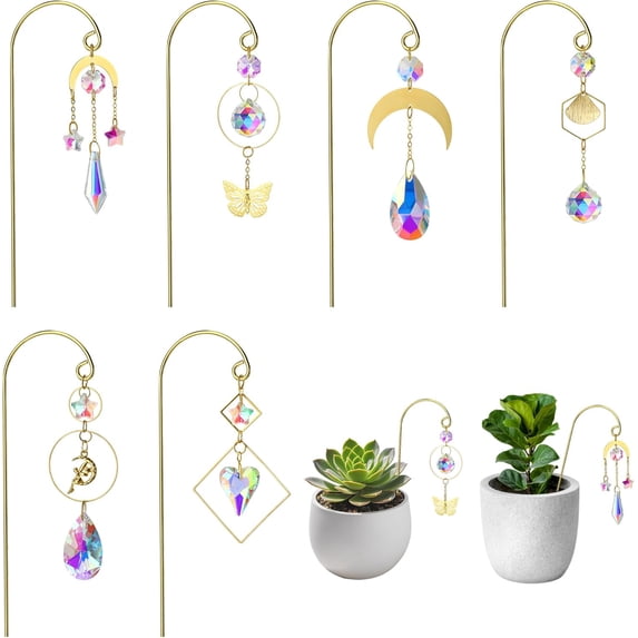 6 Pack Crystal Suncatcher, Garden Suncatchers with Gold Small Trellis ...