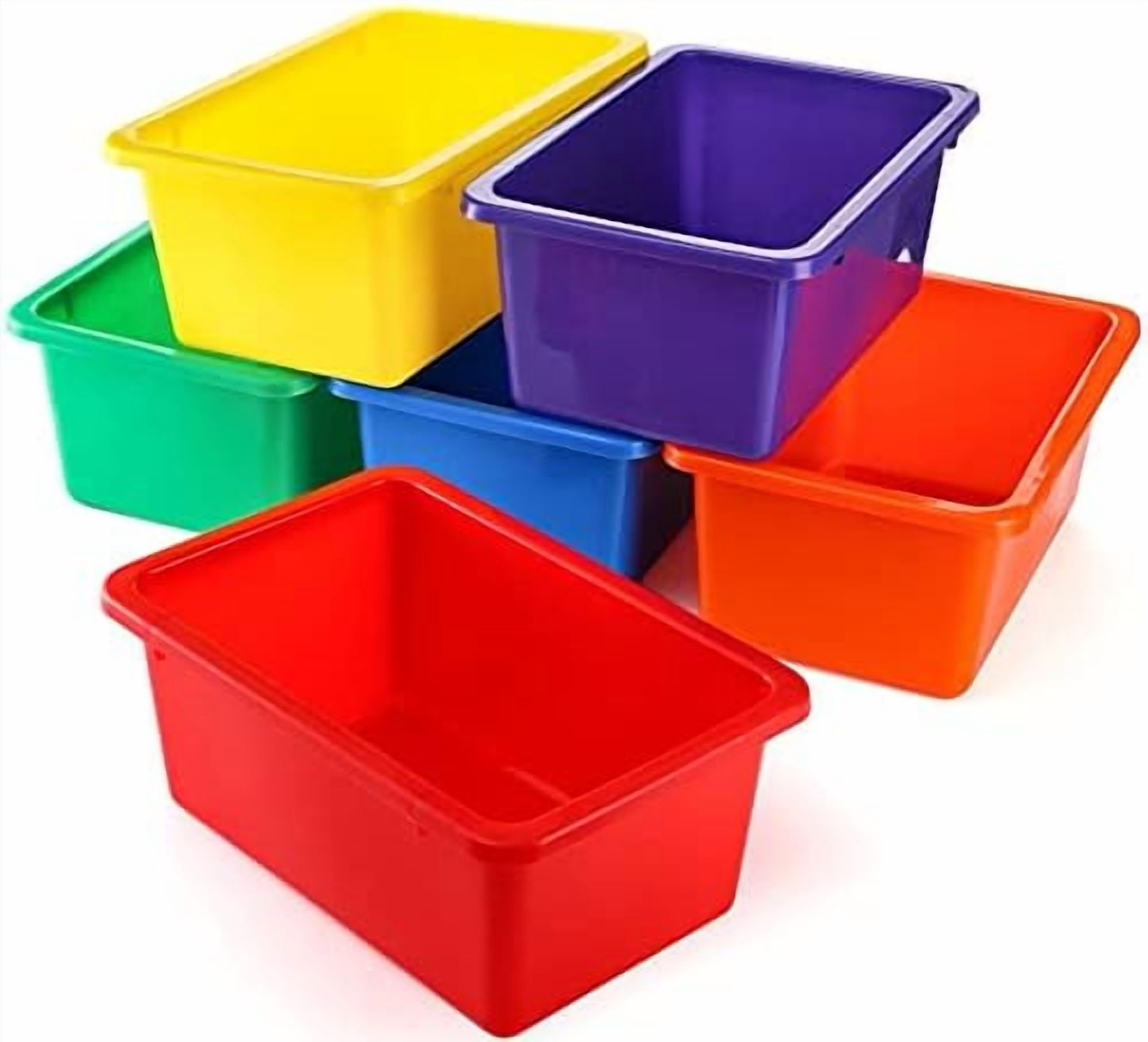 6 Pack Cubby Bin Storage Bins, Multi-Purpose Plastic Storage Bins ...