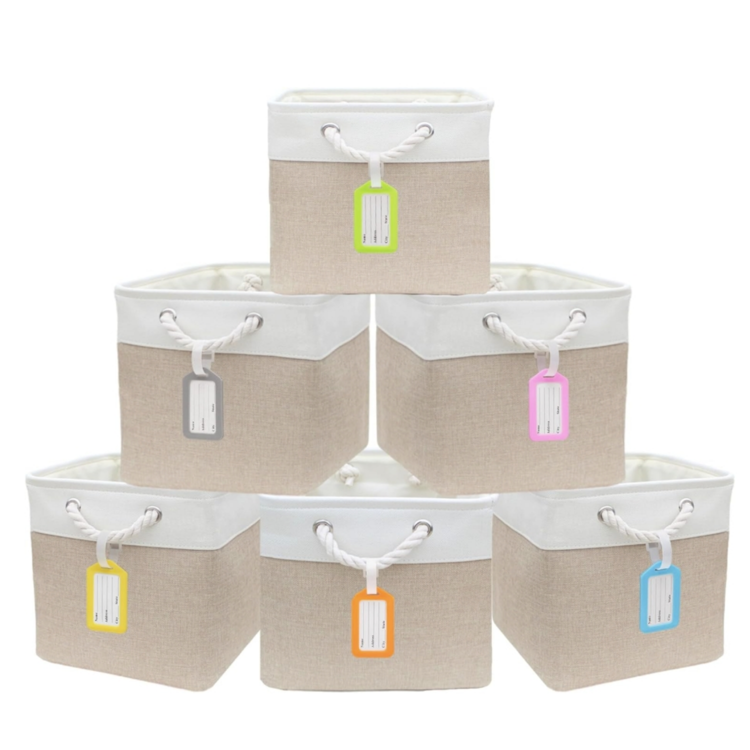 6 Pack Cube Storage Bins, 11 x 11 Inch Stitching Color Collapsible ...