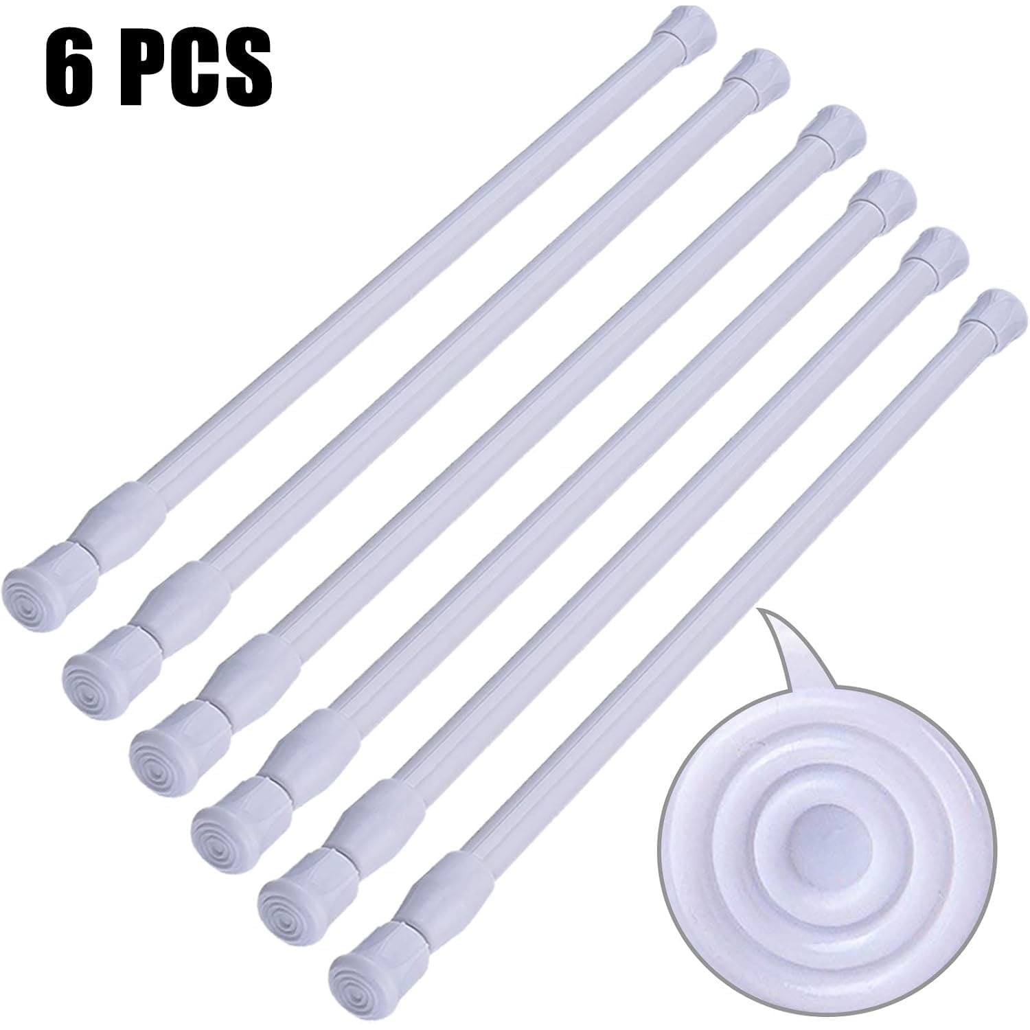 6 Pack Cupboard Bars Adjustable Spring Tension Rods White Refrigerators ...